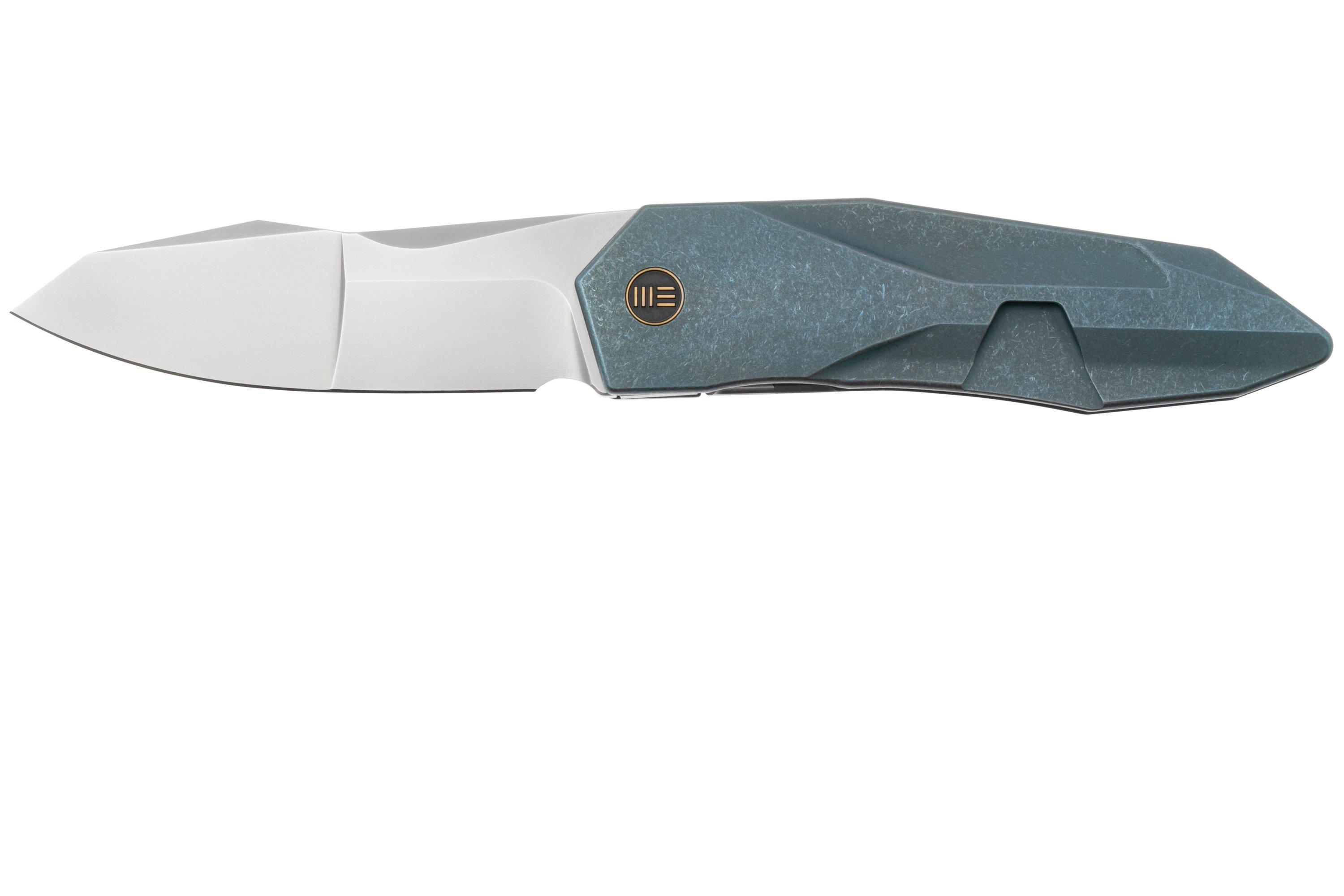 WE Knife Solid WE22028-4, Bead Blasted CPM 20CV, Blue Titanium, pocket ...