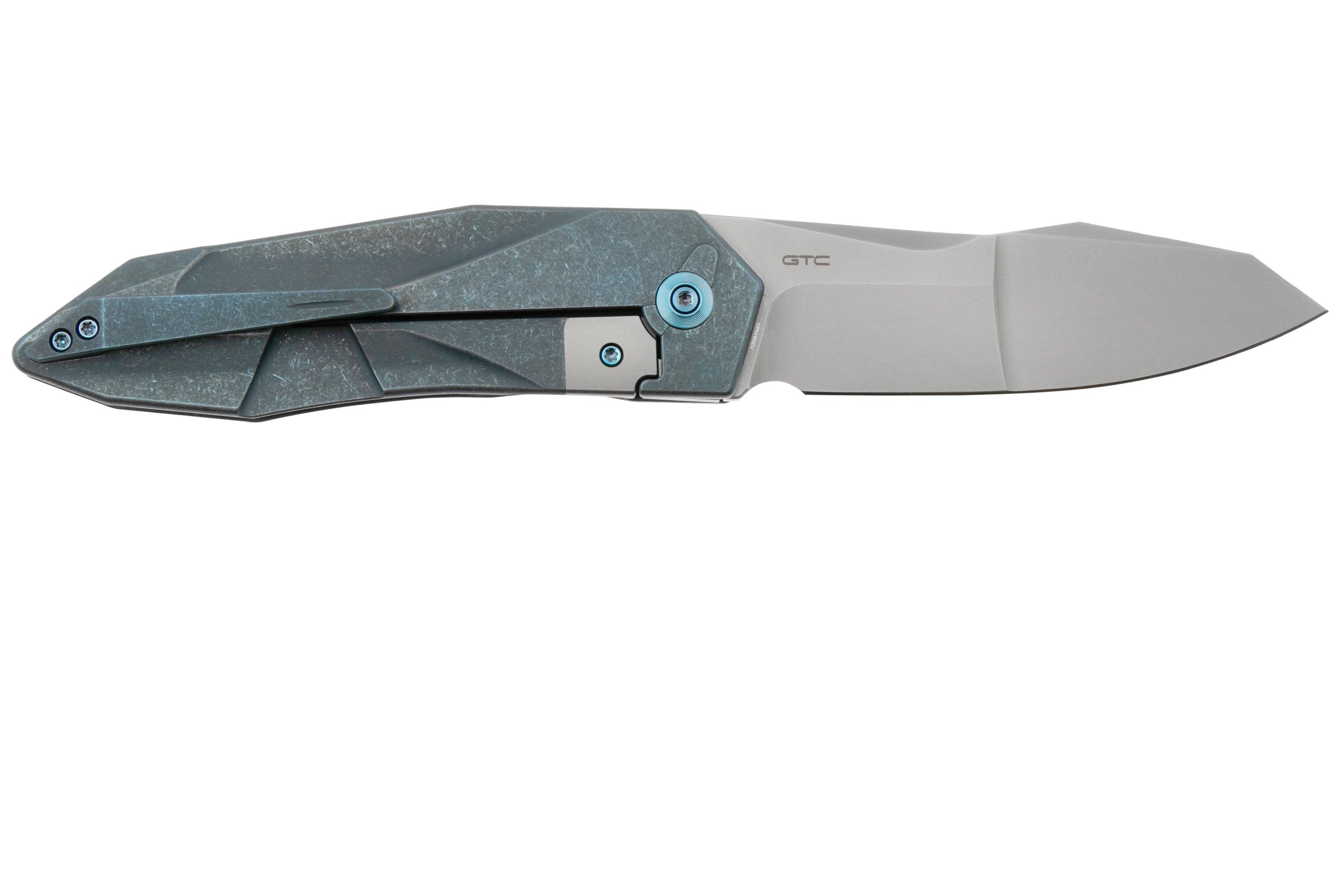 WE Knife Solid WE22028-4, Bead Blasted CPM 20CV, Blue Titanium, pocket ...