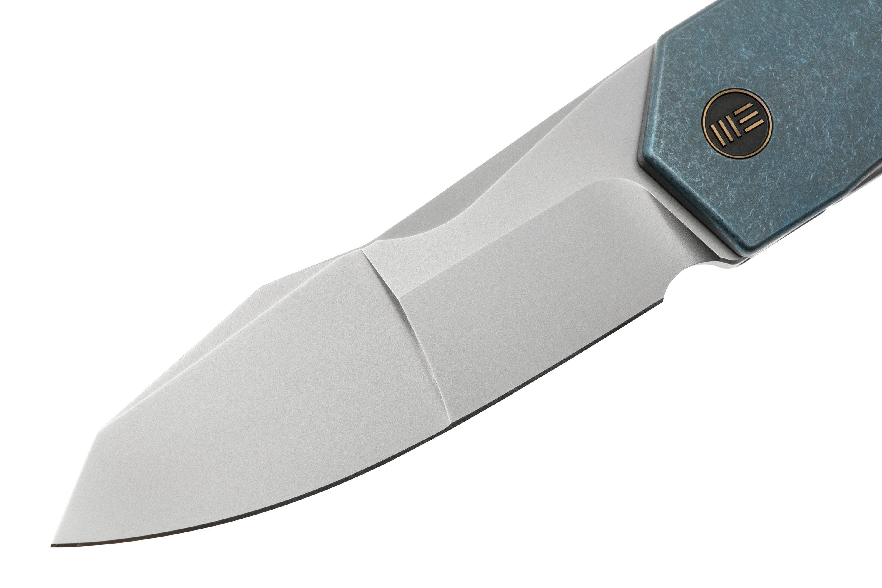 WE Knife Solid WE22028-4, Bead Blasted CPM 20CV, Blue Titanium, pocket ...