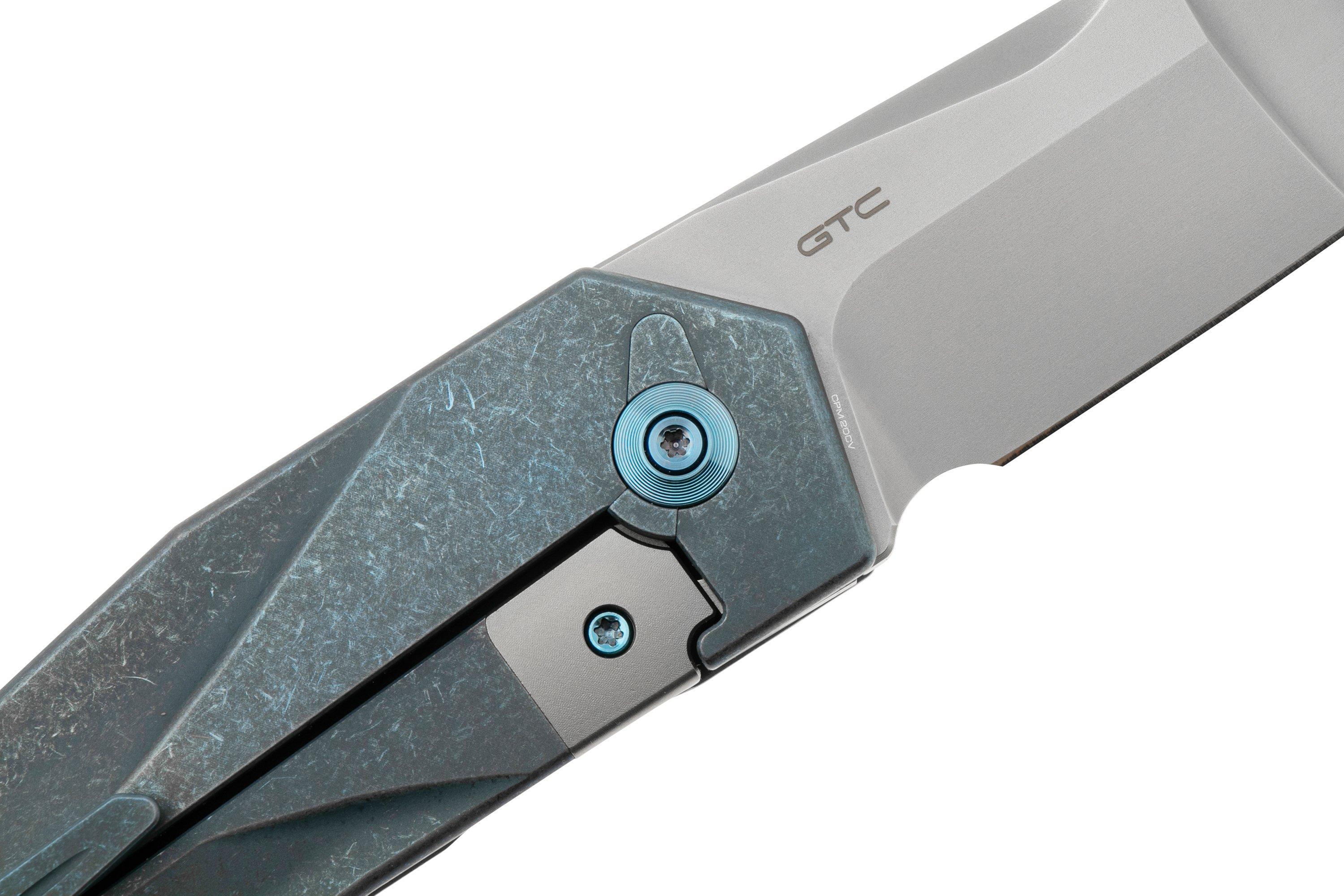 WE Knife Solid WE22028-4, Bead Blasted CPM 20CV, Blue Titanium, pocket ...