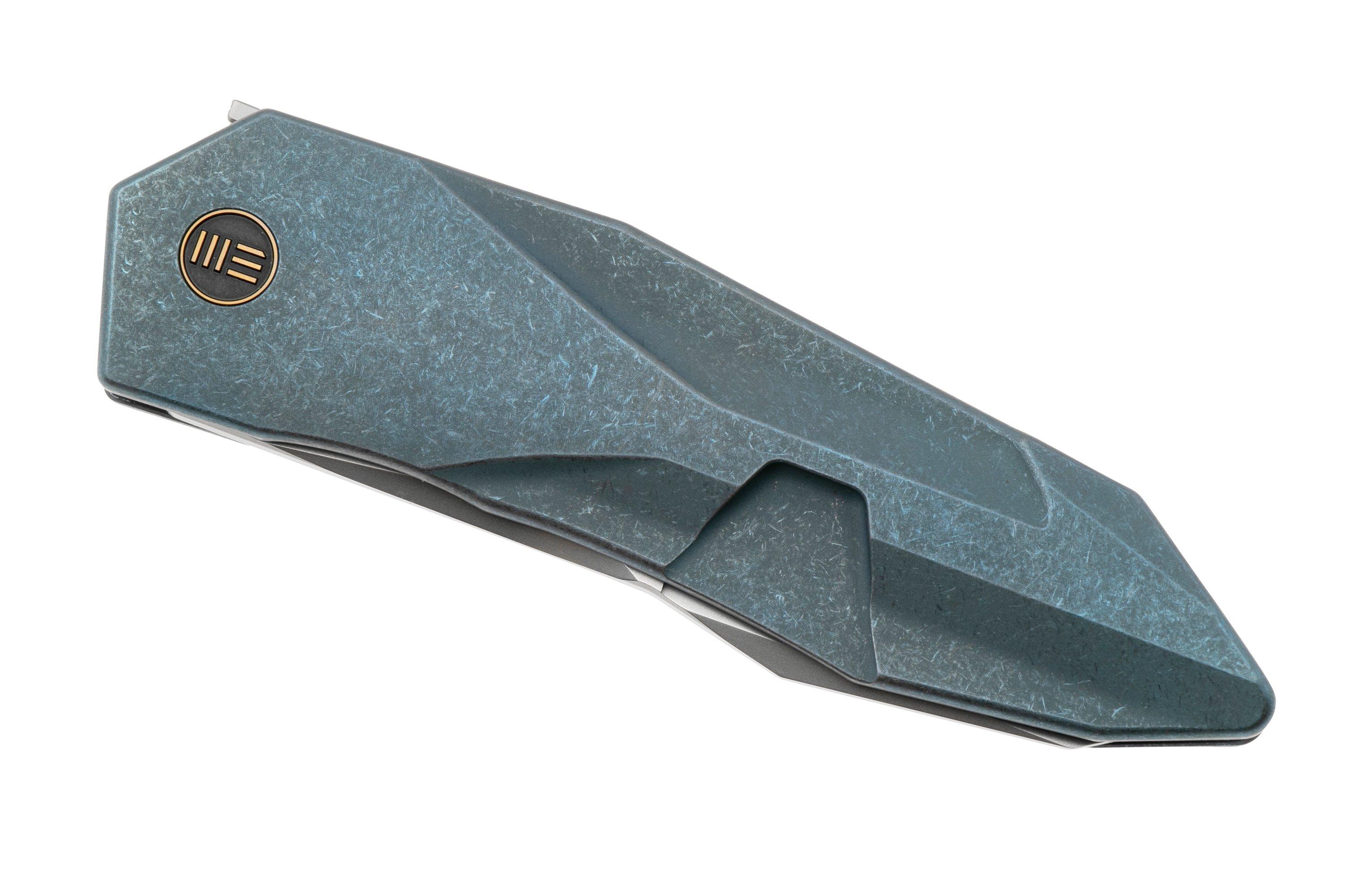WE Knife Solid WE22028-4, Bead Blasted CPM 20CV, Blue Titanium, pocket ...