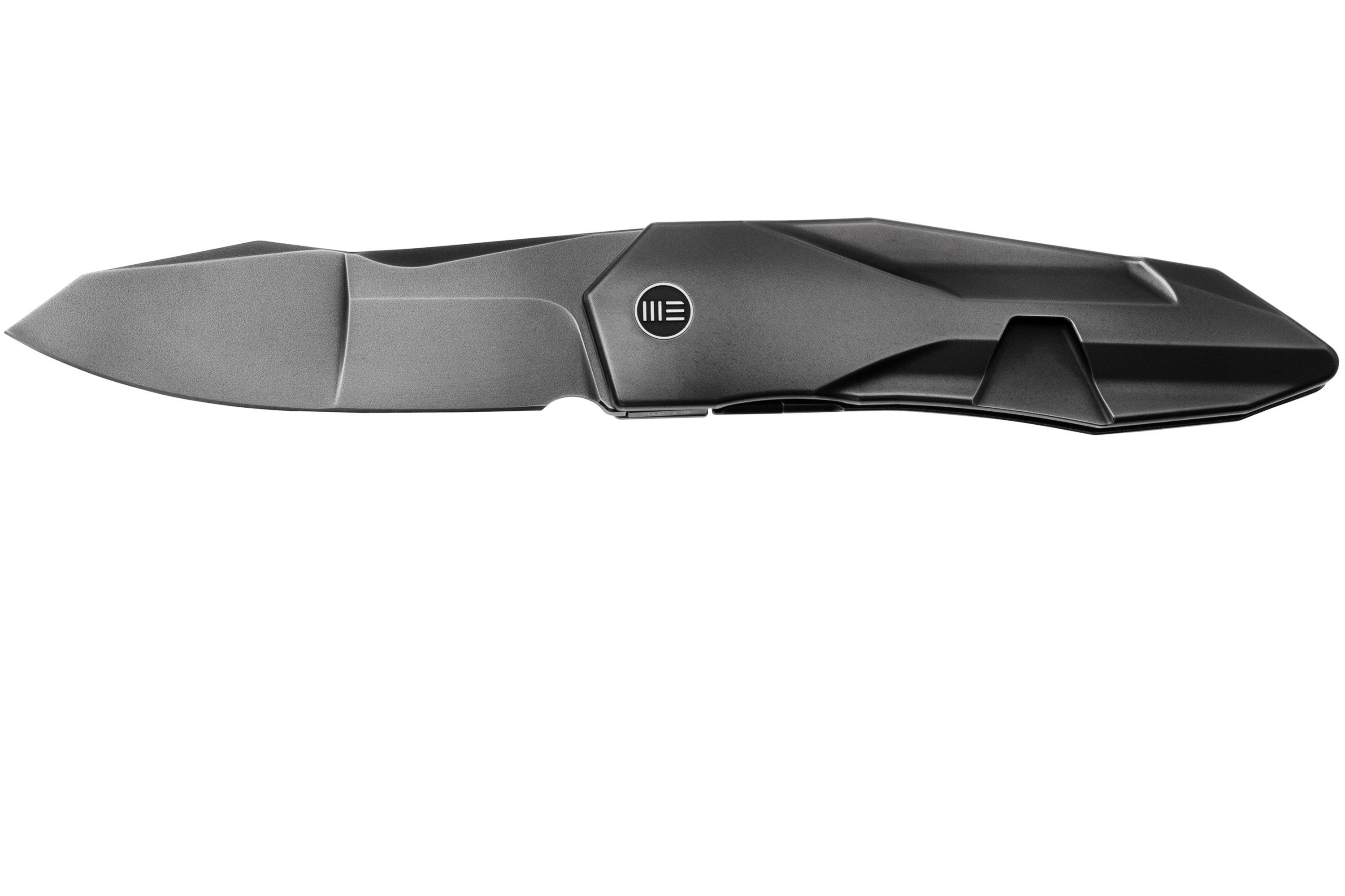 WE Knife Solid WE22028-6 CPM-20CV Dark Gray Bead Blasted Titanium ...