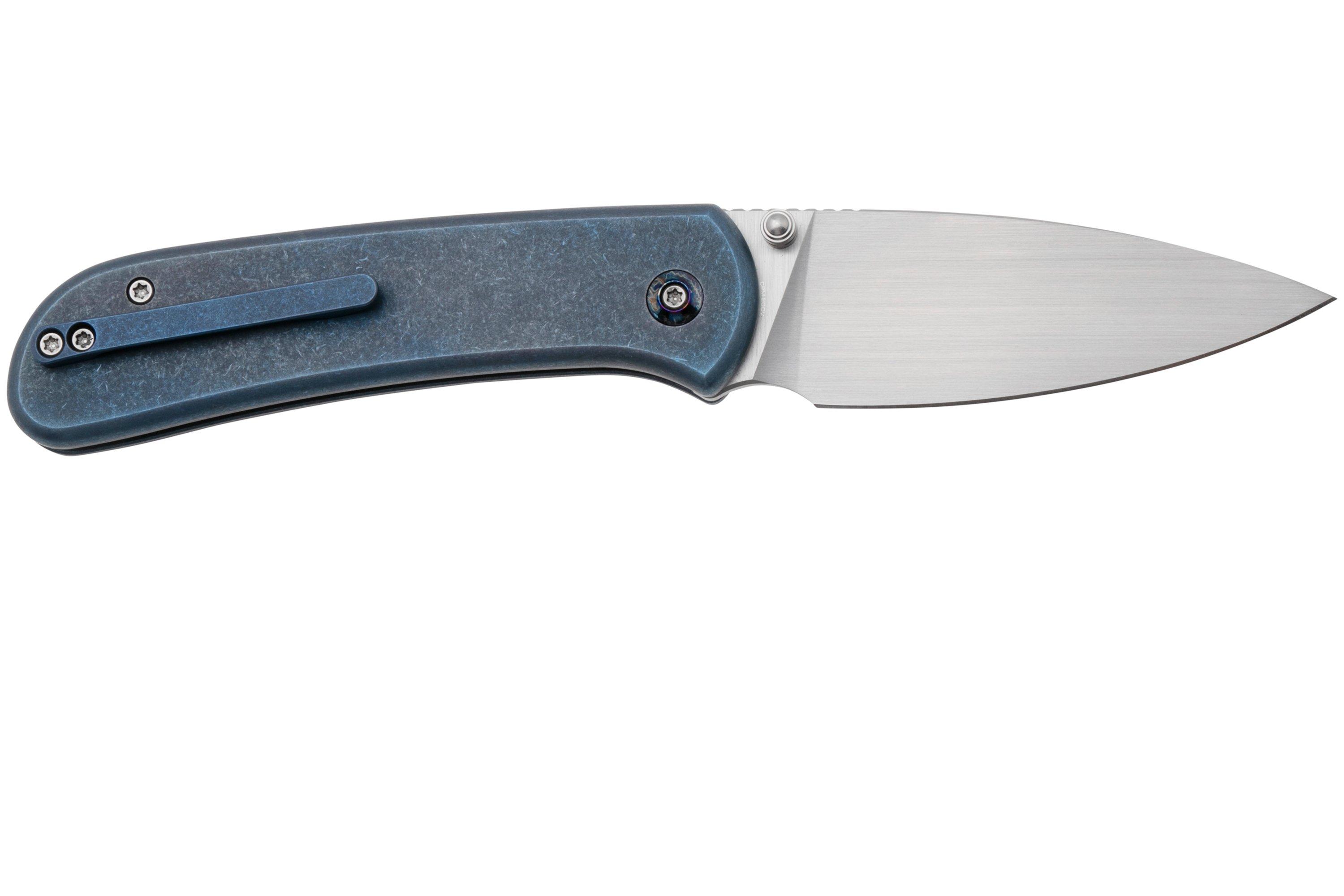 WE Knife Qubit WE22030F-3 Satin CPM 20CV, Blue Titanium, pocket knife ...