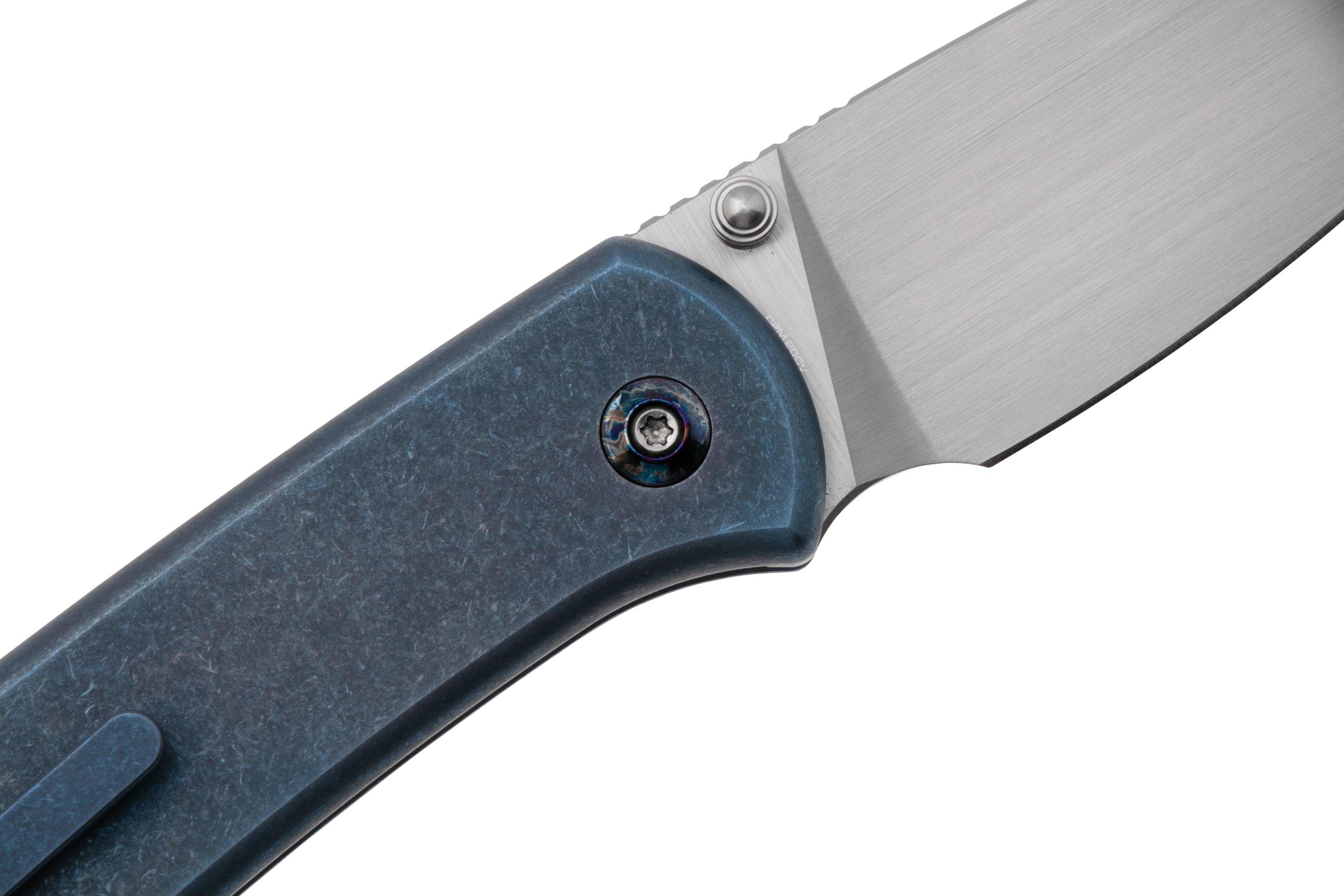 WE Knife Qubit WE22030F-3 Satin CPM 20CV, Blue Titanium, pocket knife ...