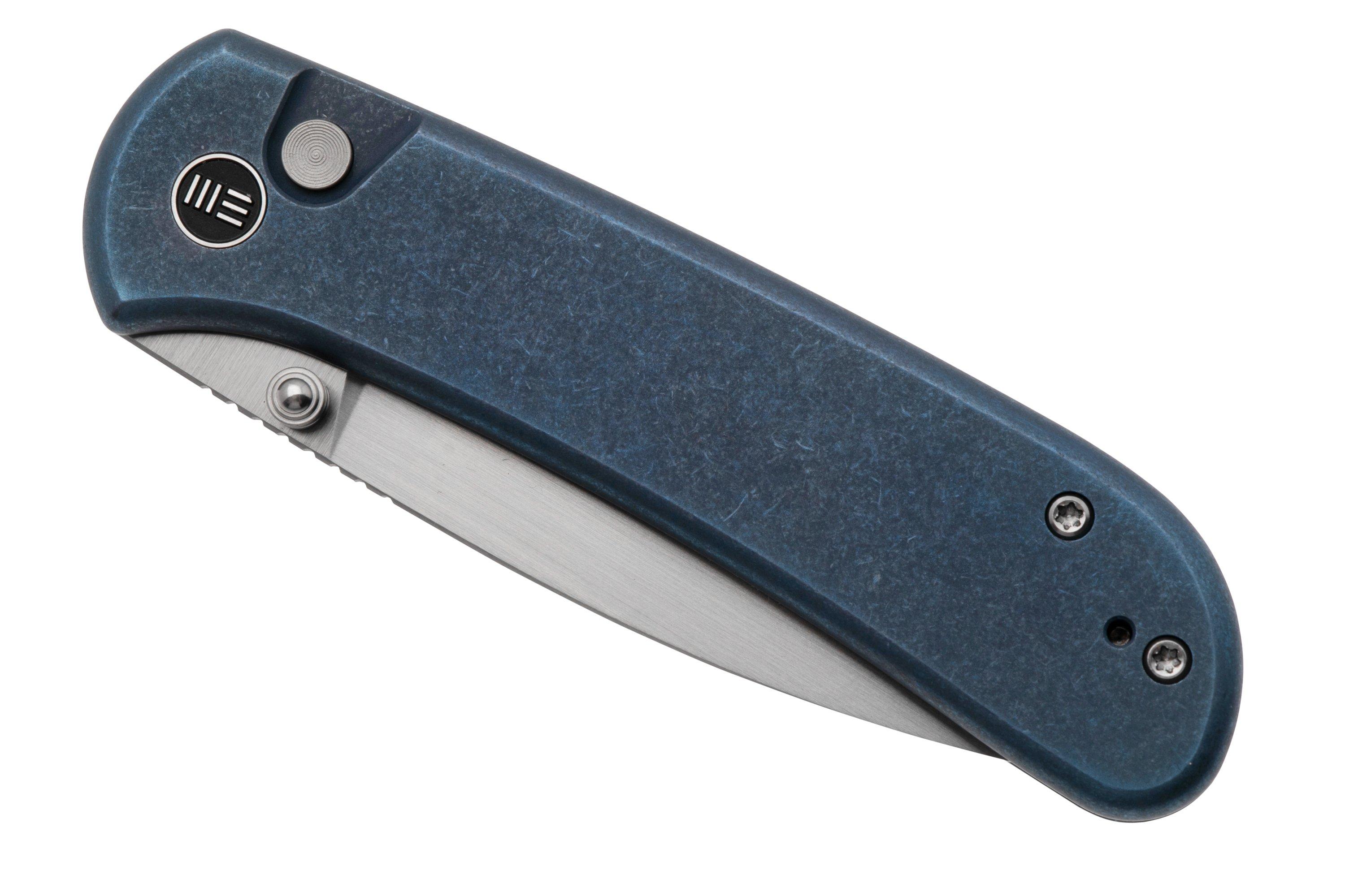 WE Knife Qubit WE22030F-3 Satin CPM 20CV, Blue Titanium, pocket knife ...