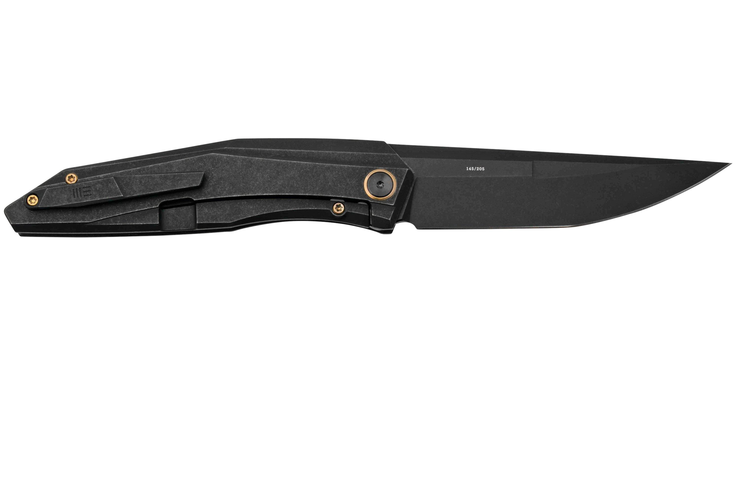 WE Knife Cybernetic WE22033-1 Black Titanium Handle, Black Stonewashed ...