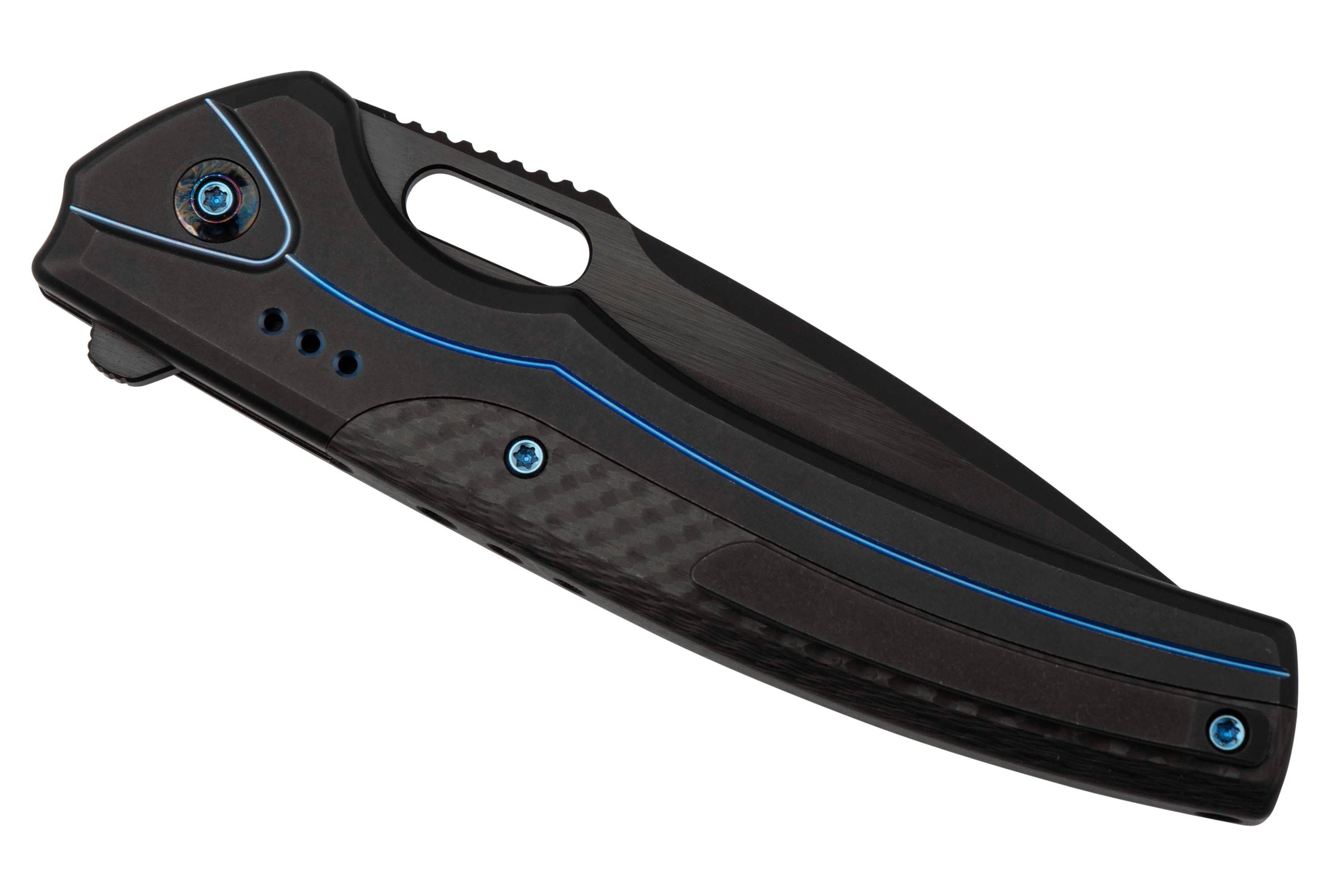 WE Knife Exciton Black Titanium Twill Carbon Fiber, Black Stonewashed ...