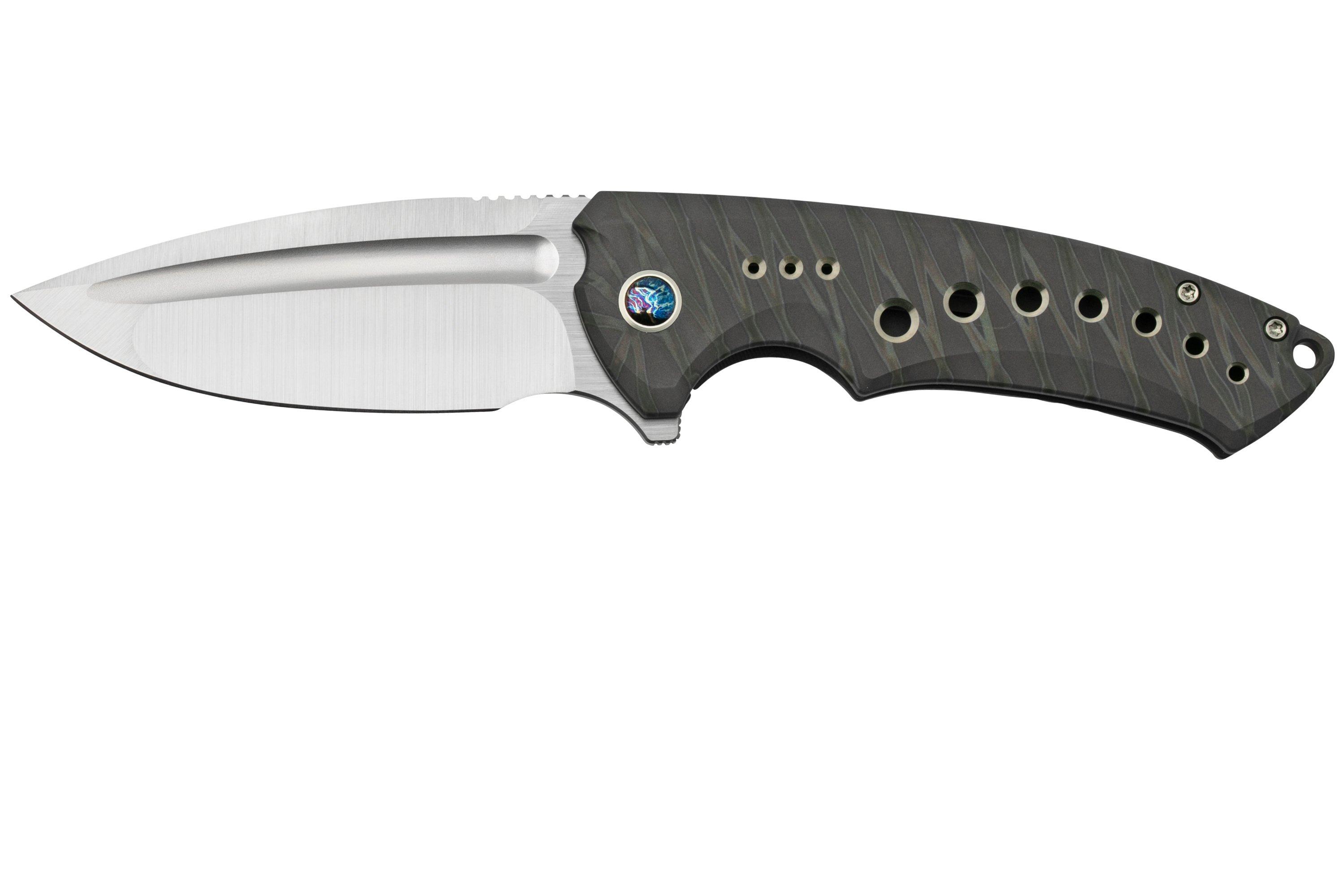 WE Knife Nexusia WE22044-3 Tiger Stripe Flamed Titanium, Hand Polished ...