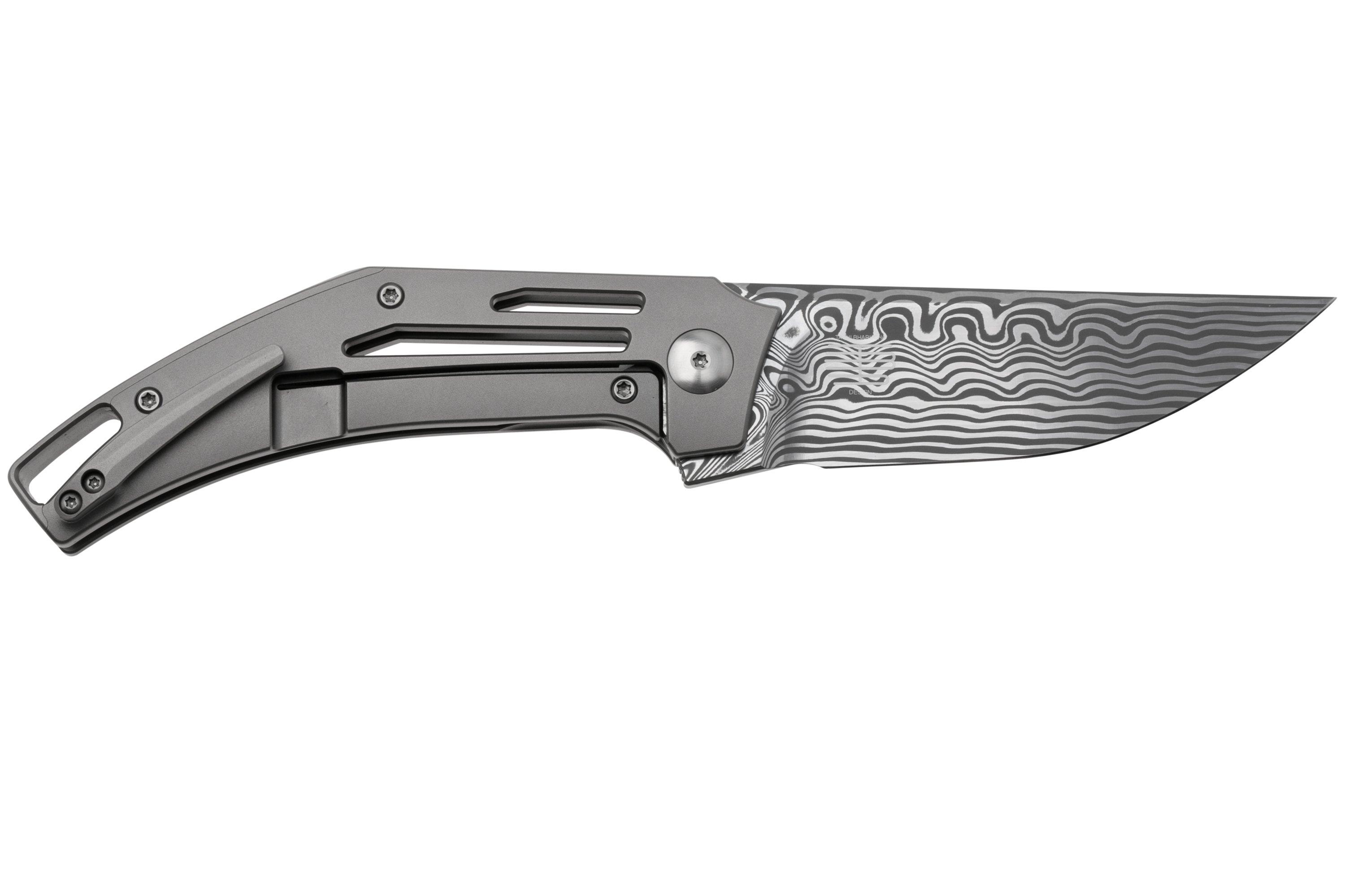 WE Knife Speedliner WE22045C-DS1 Hakkapella Damasteel, Gray Titanium ...