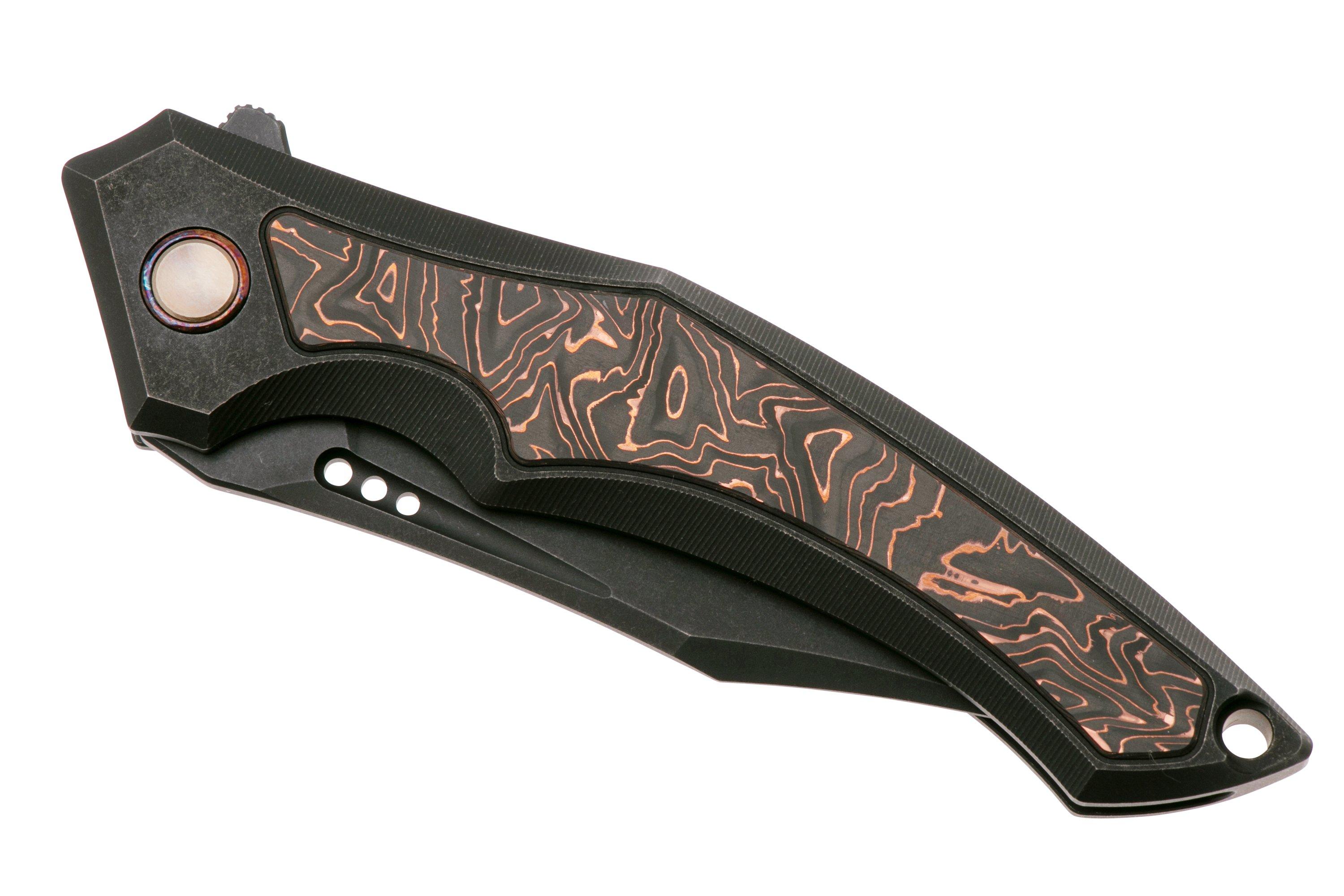 WE Knife Orpheus WE23009-3 CPM 20CV, Black Titanium, Copper Foil Carbon ...