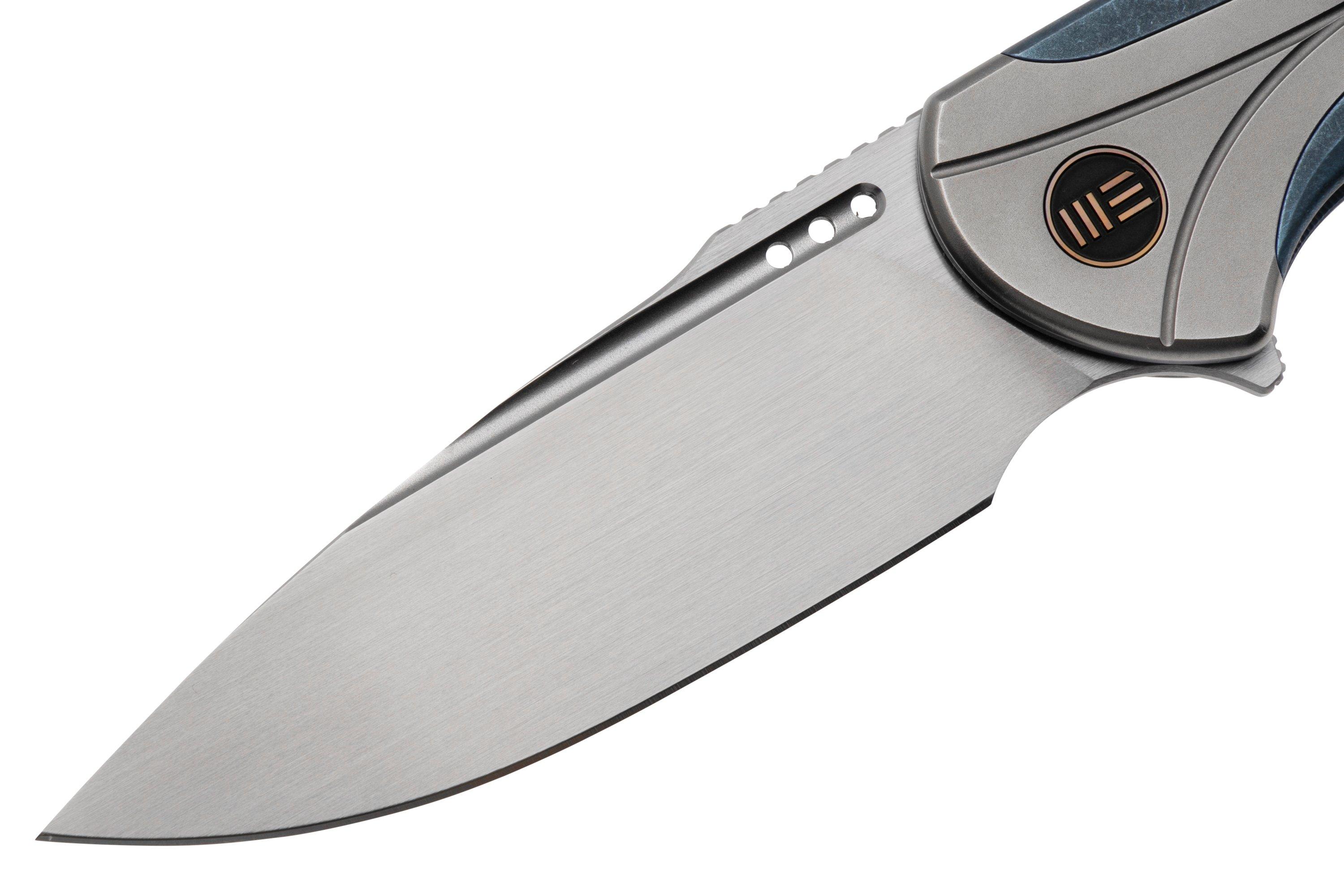 WE Knife Equivik WE23020-3 Hand Rubbed Satin CPM 20CV, Blue Titanium ...