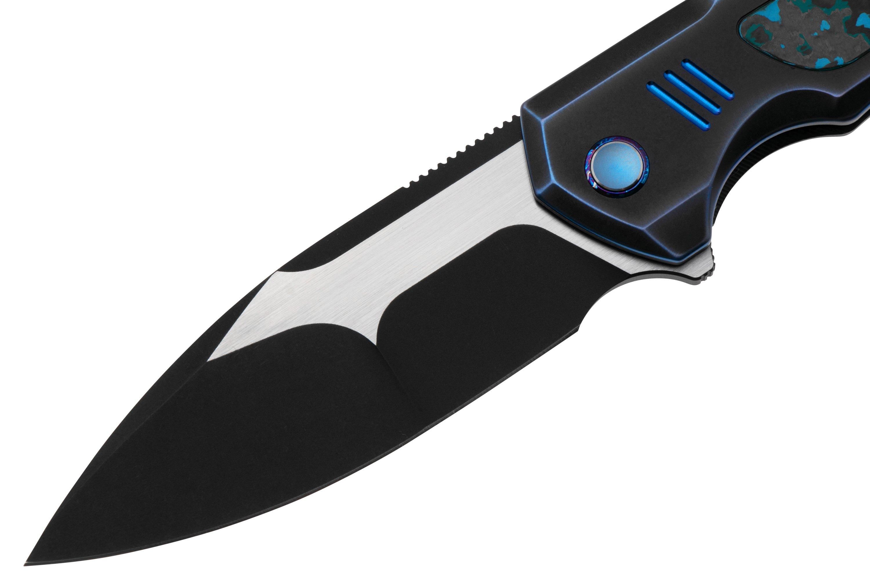 WE Knife Hyperactive WE23030-3 Blackwashed Satin Flat Vanax, Blue/Black ...