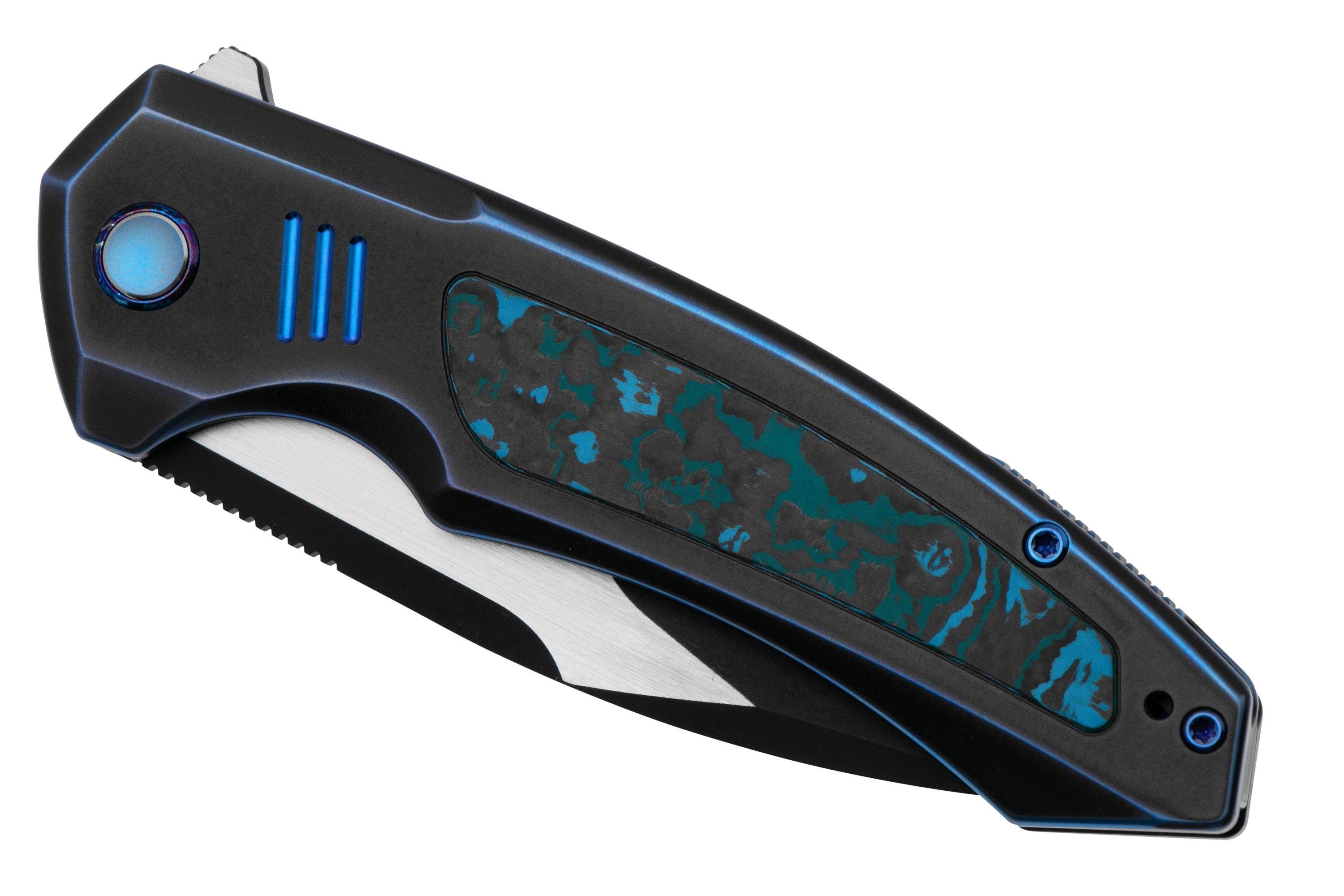 WE Knife Hyperactive WE23030-3 Blackwashed Satin Flat Vanax, Blue/Black ...