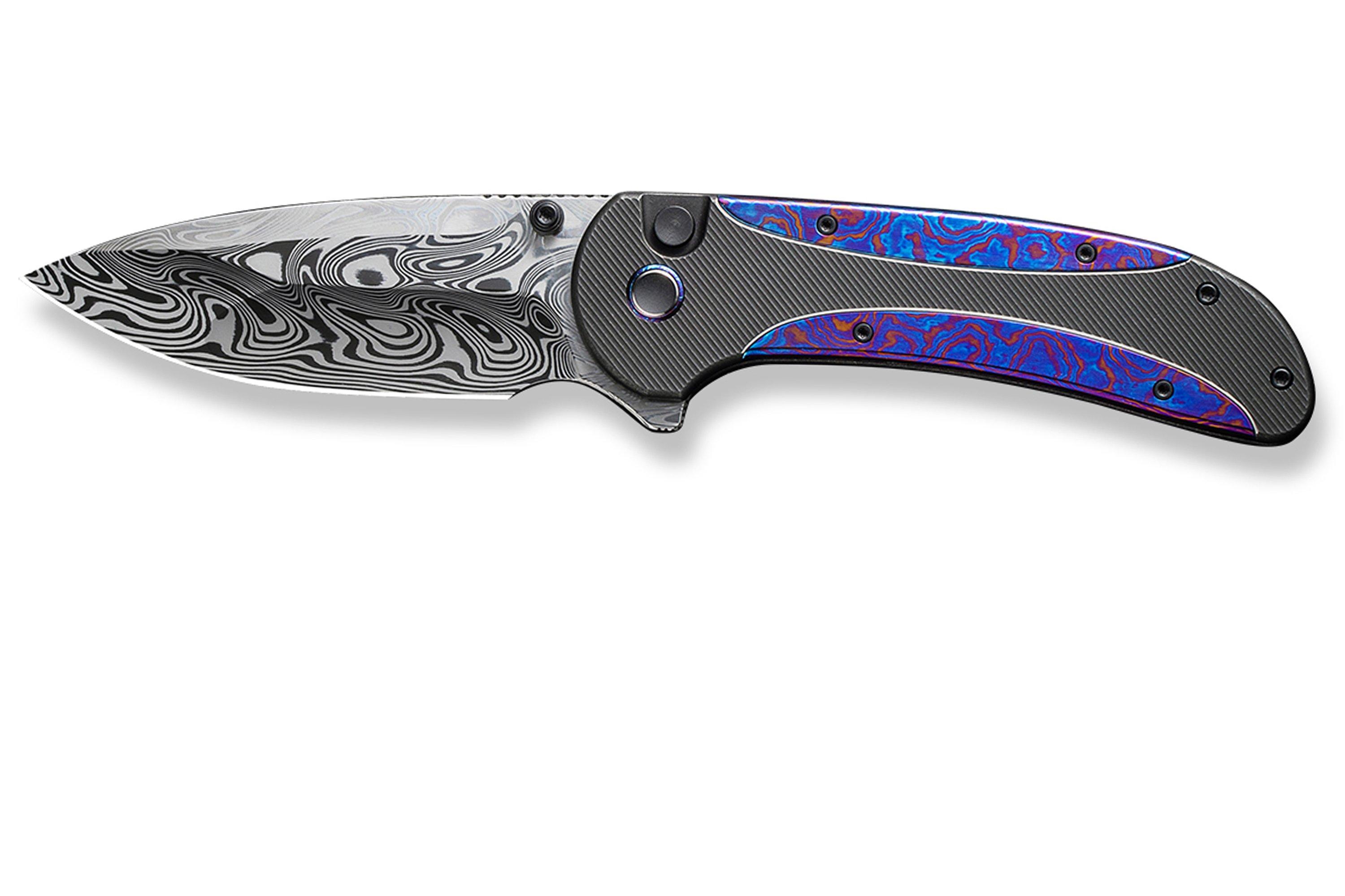 WE Knife Zizzit WE23031-DS1 Thor Damasteel, Black Titanium Handle ...