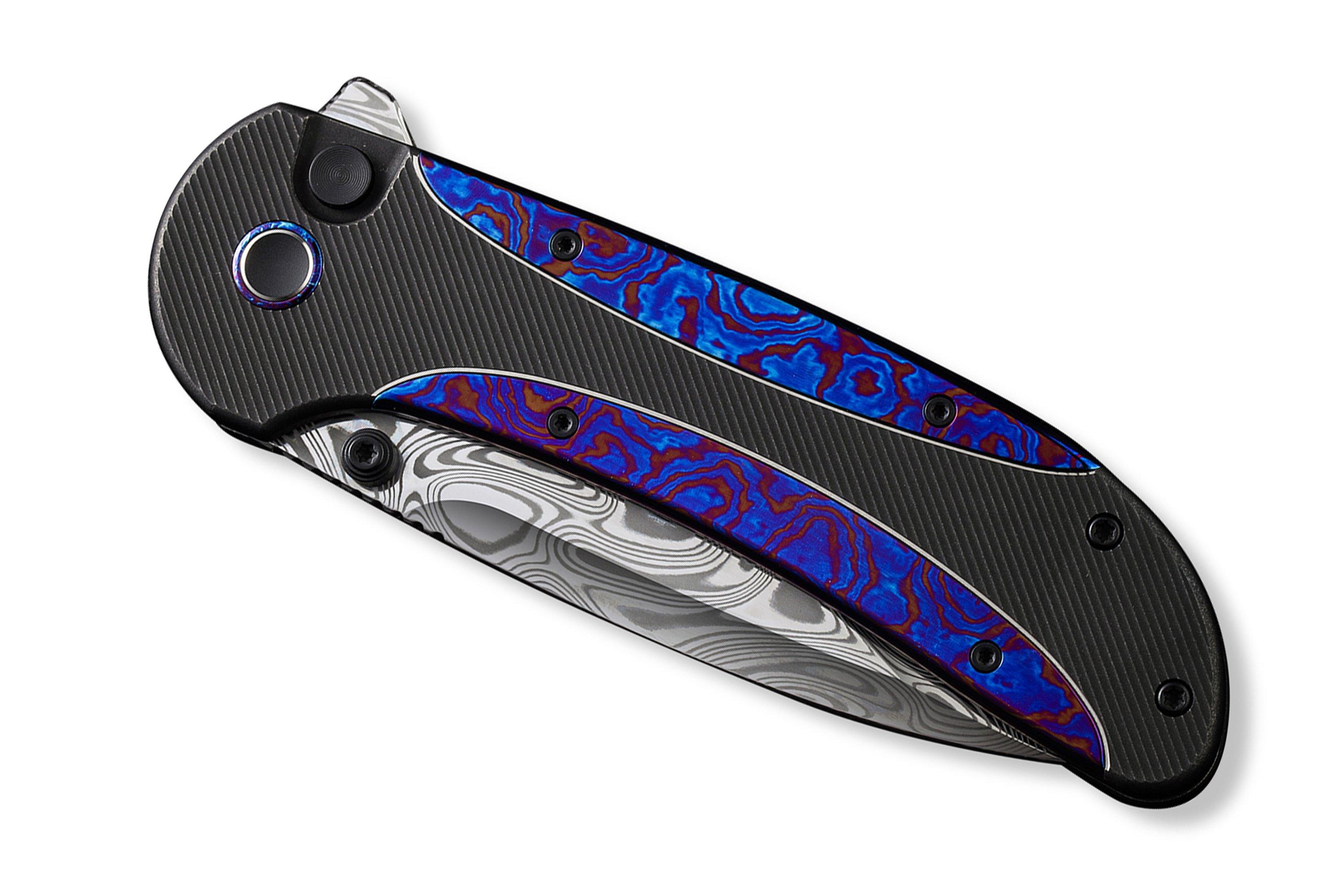 WE Knife Zizzit WE23031-DS1 Thor Damasteel, Black Titanium Handle ...