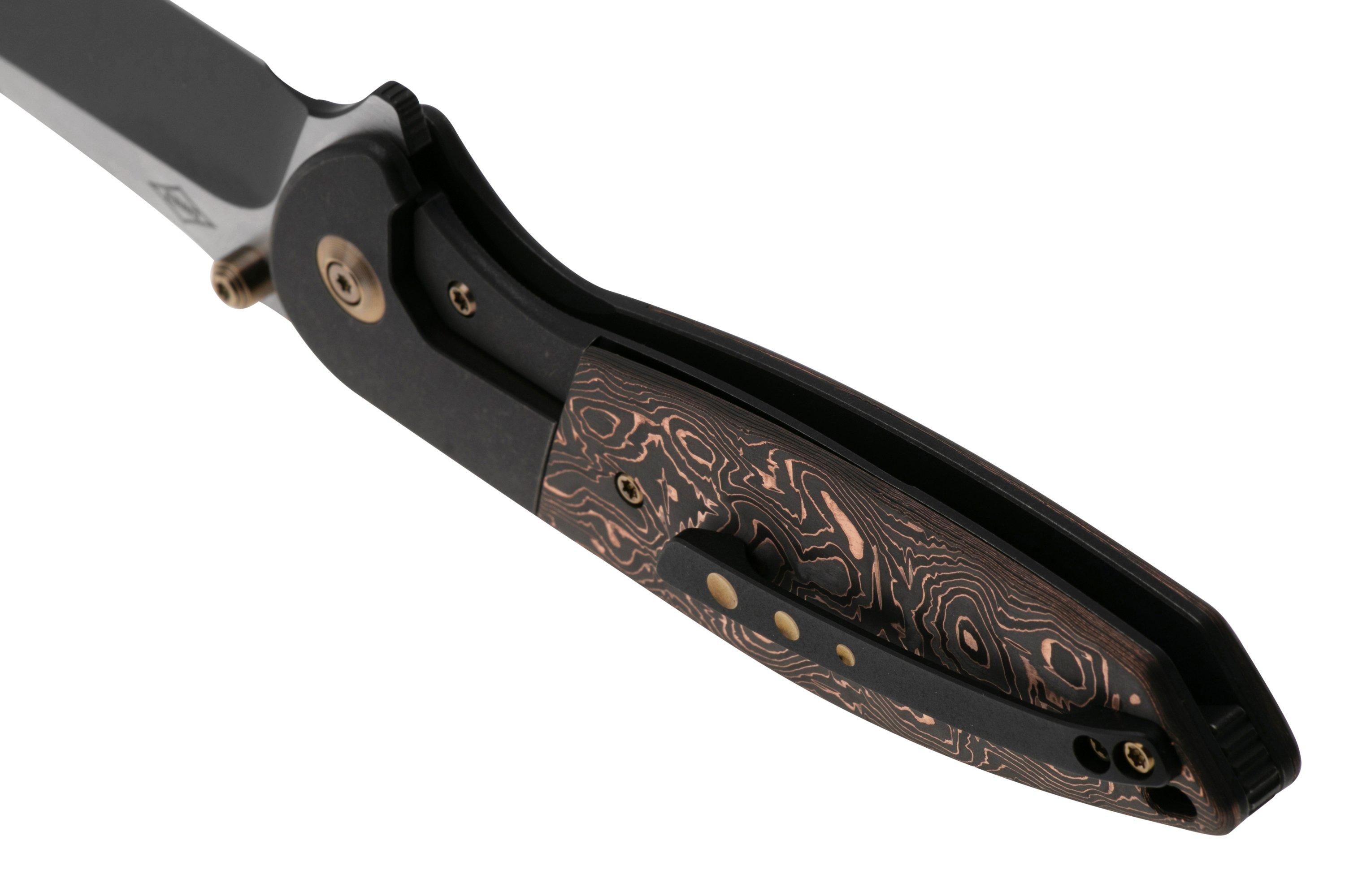 WE Knife Nitro OG WE23035-2 Blackwashed, Satin Flat CPM 20CV, Black Titanium, Copper Foil Carbon ...