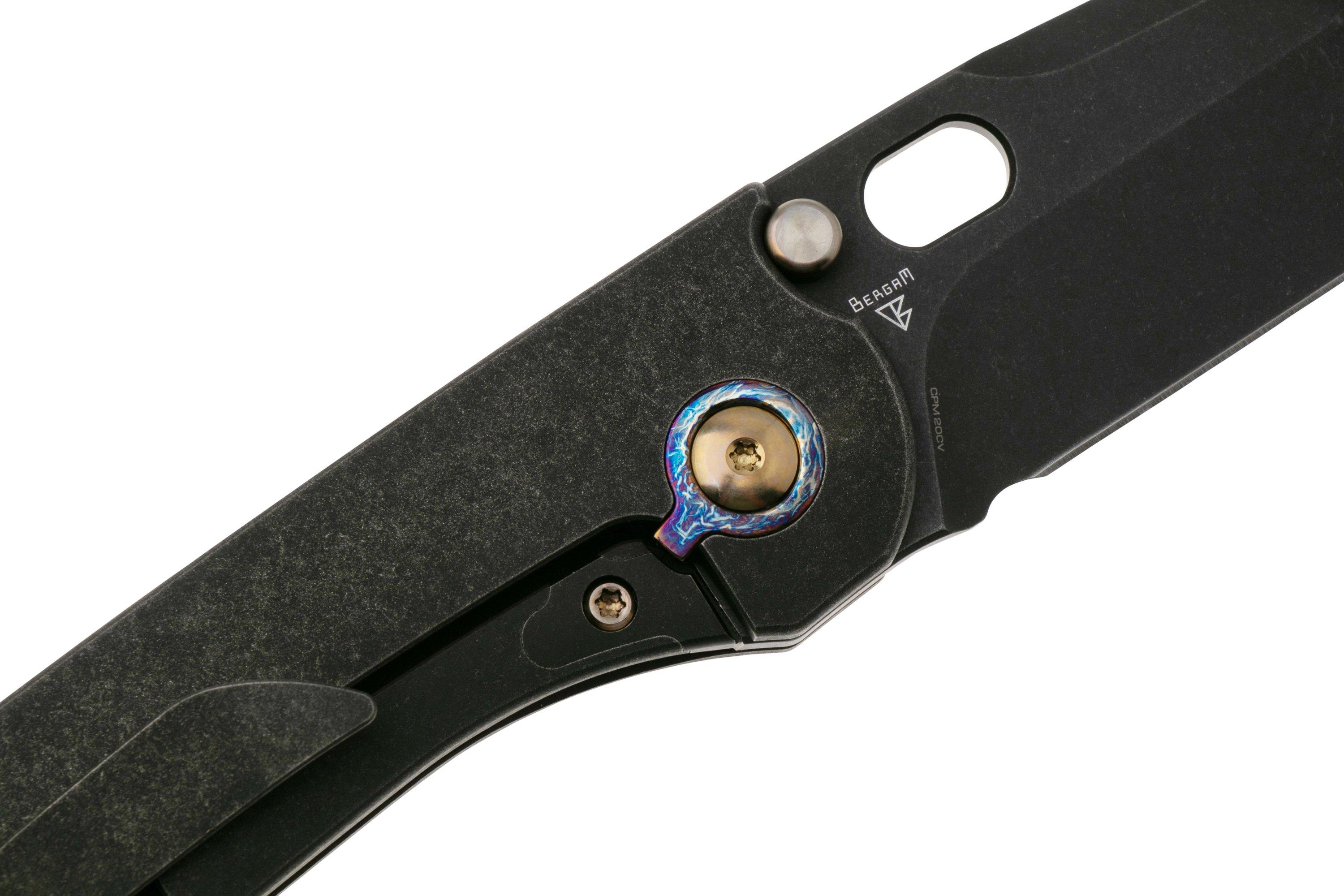 WE Knife Attor WE23037-1 Black Stonewashed CPM 20CV, Black Titanium ...