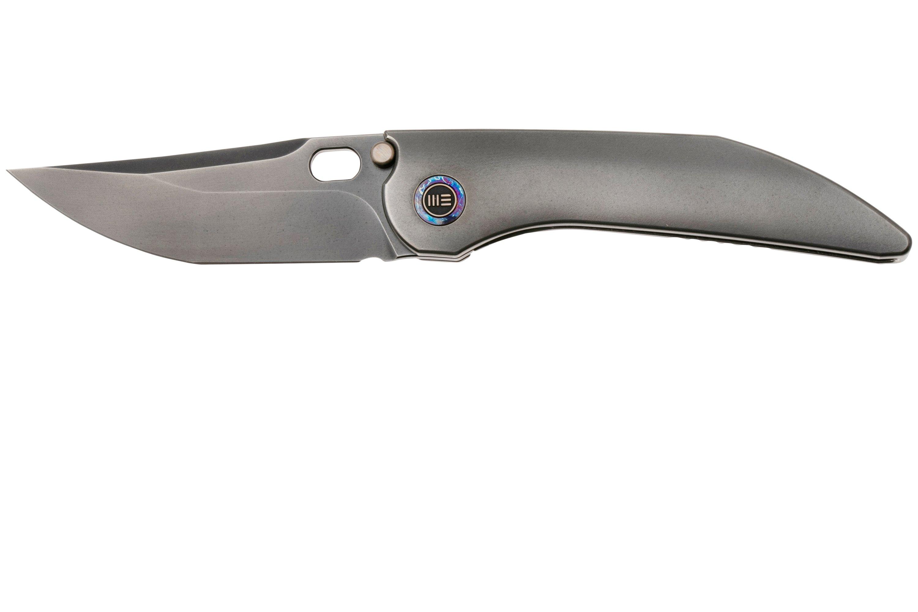 WE Knife Attor WE23037B-1 Polished Gray CPM 20CV, Gray Titanium pocket ...