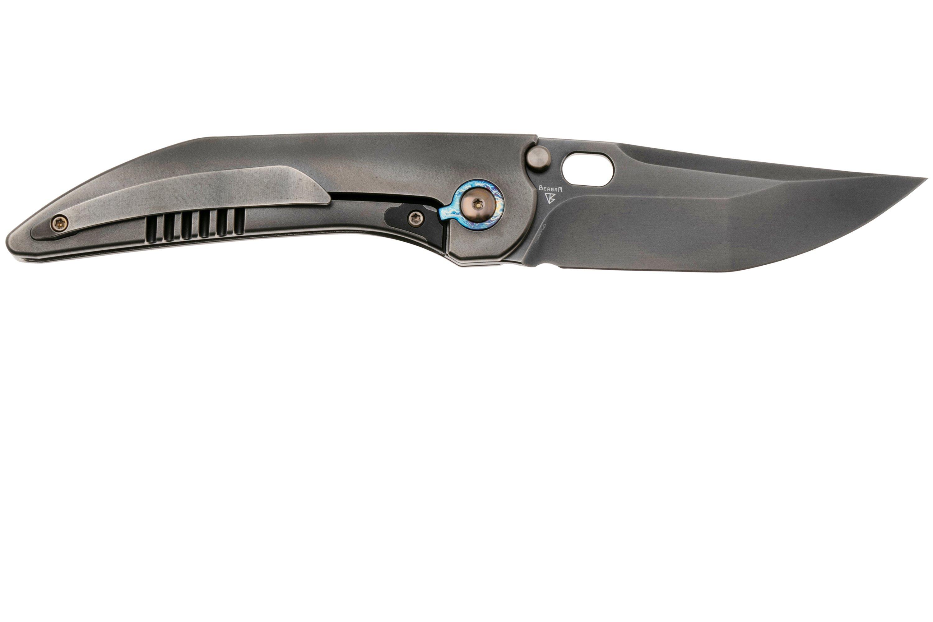 WE Knife Attor WE23037B-1 Polished Gray CPM 20CV, Gray Titanium pocket ...