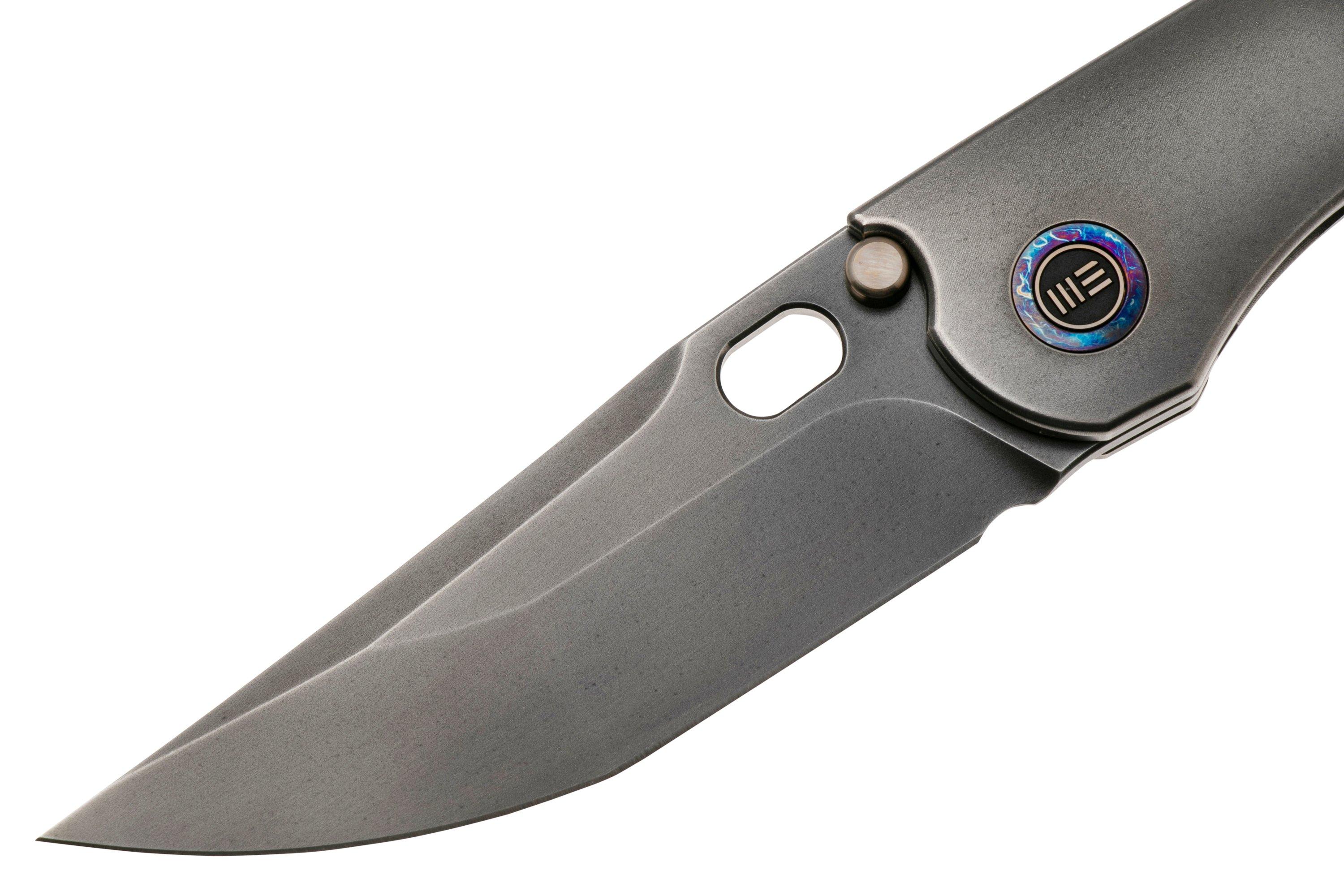 WE Knife Attor WE23037B-1 Polished Gray CPM 20CV, Gray Titanium pocket ...