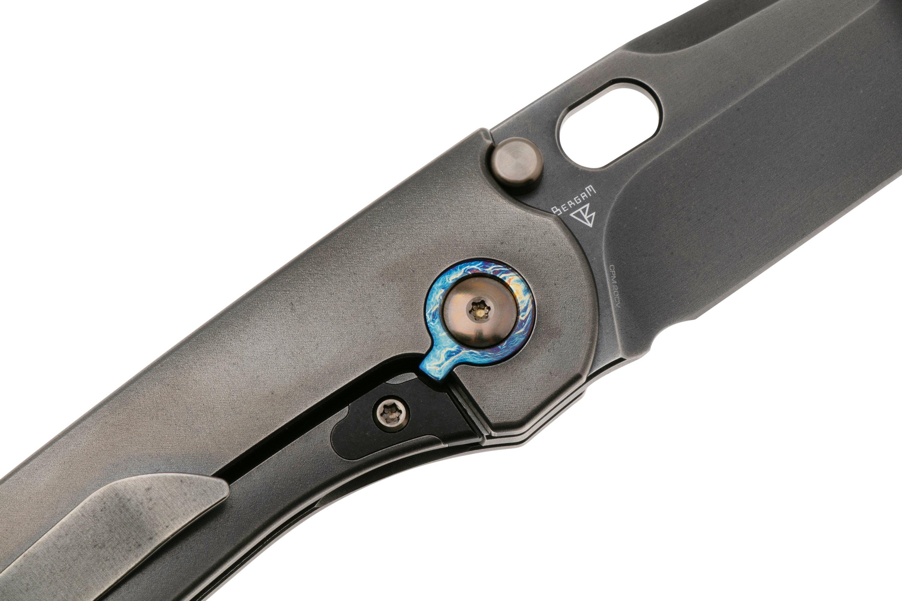 WE Knife Attor WE23037B-1 Polished Gray CPM 20CV, Gray Titanium pocket ...