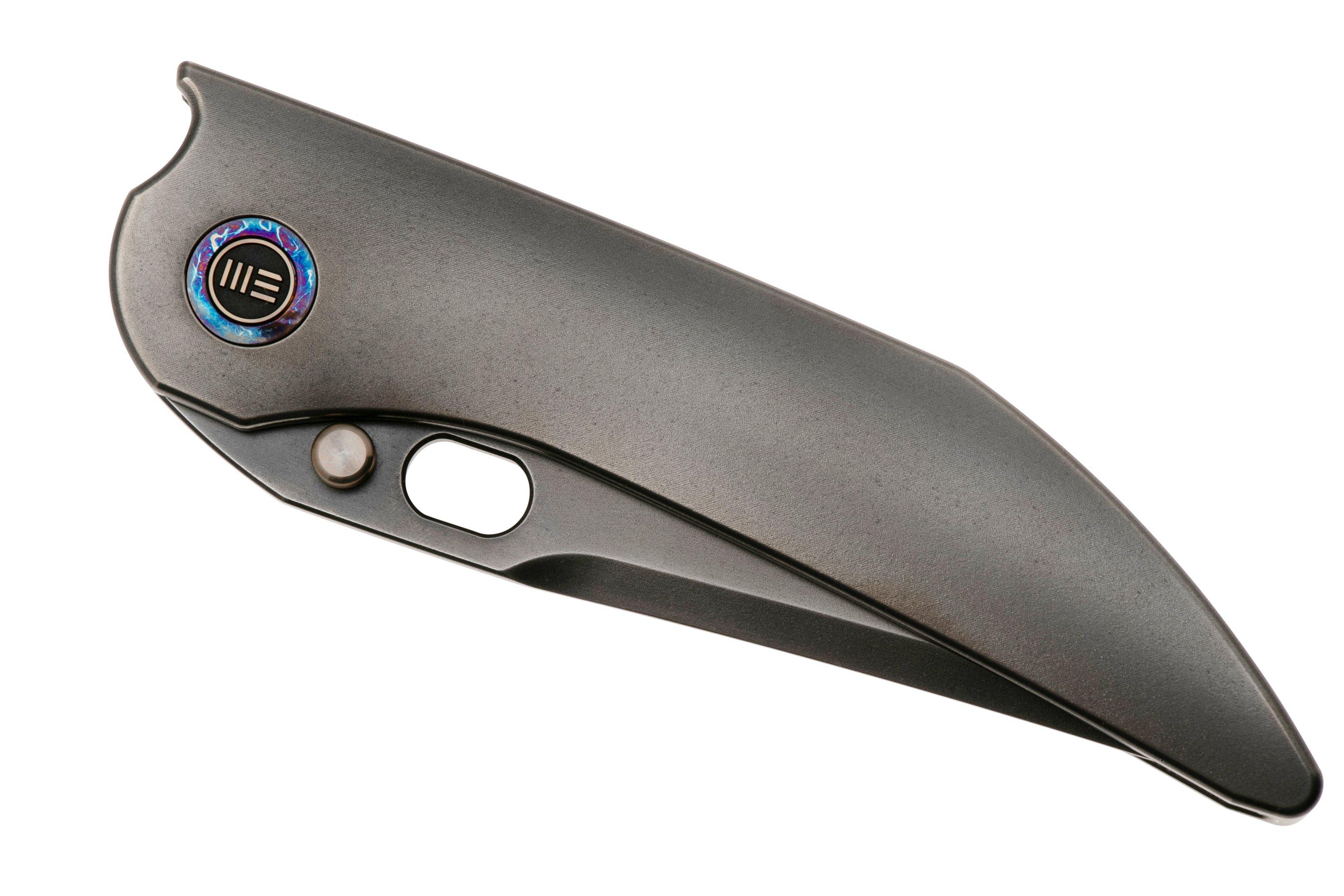 WE Knife Attor WE23037B-1 Polished Gray CPM 20CV, Gray Titanium pocket ...