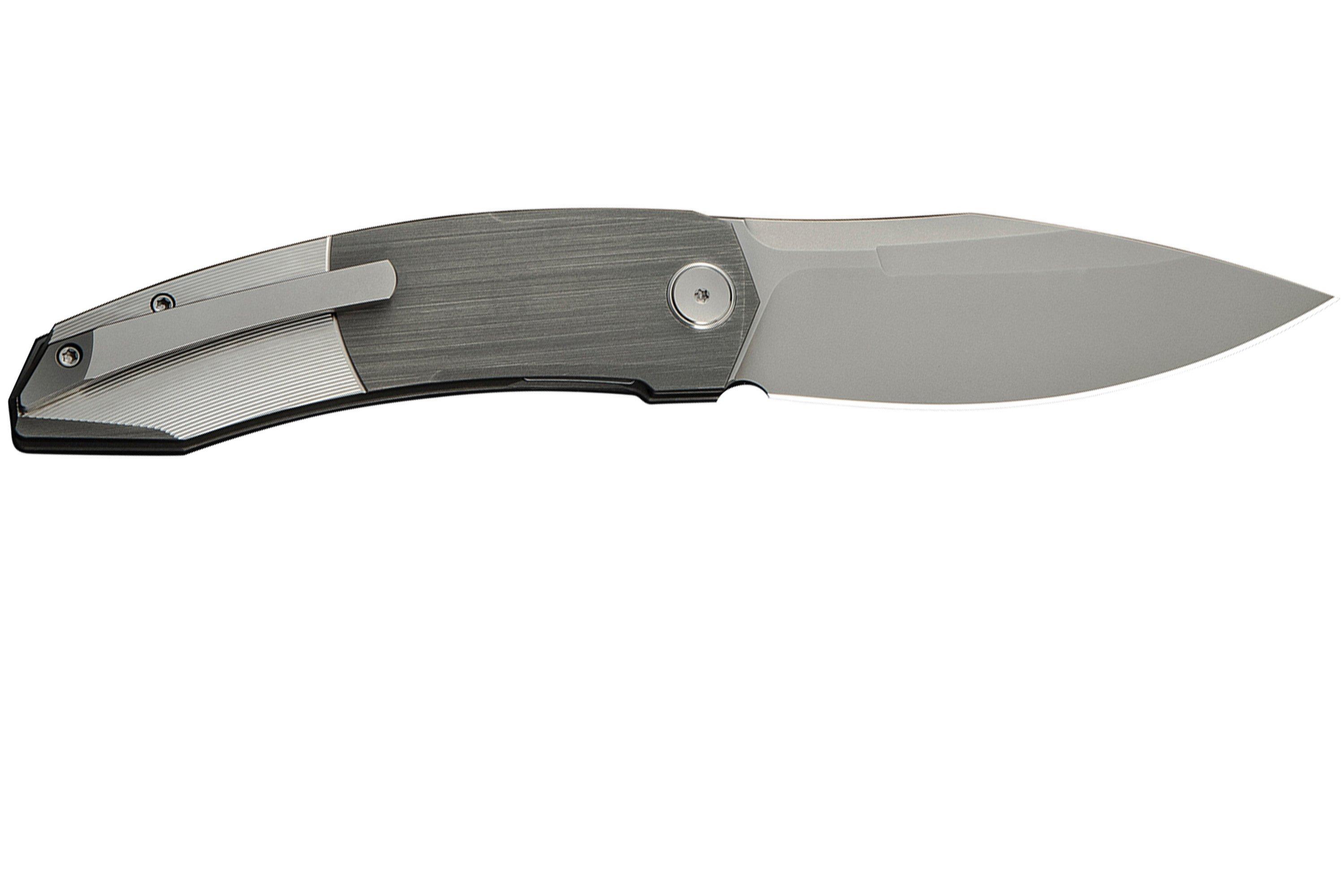 WE Knife Sine WE23069B-2 Stonewash M390, Wave Gray Titanium, pocket ...