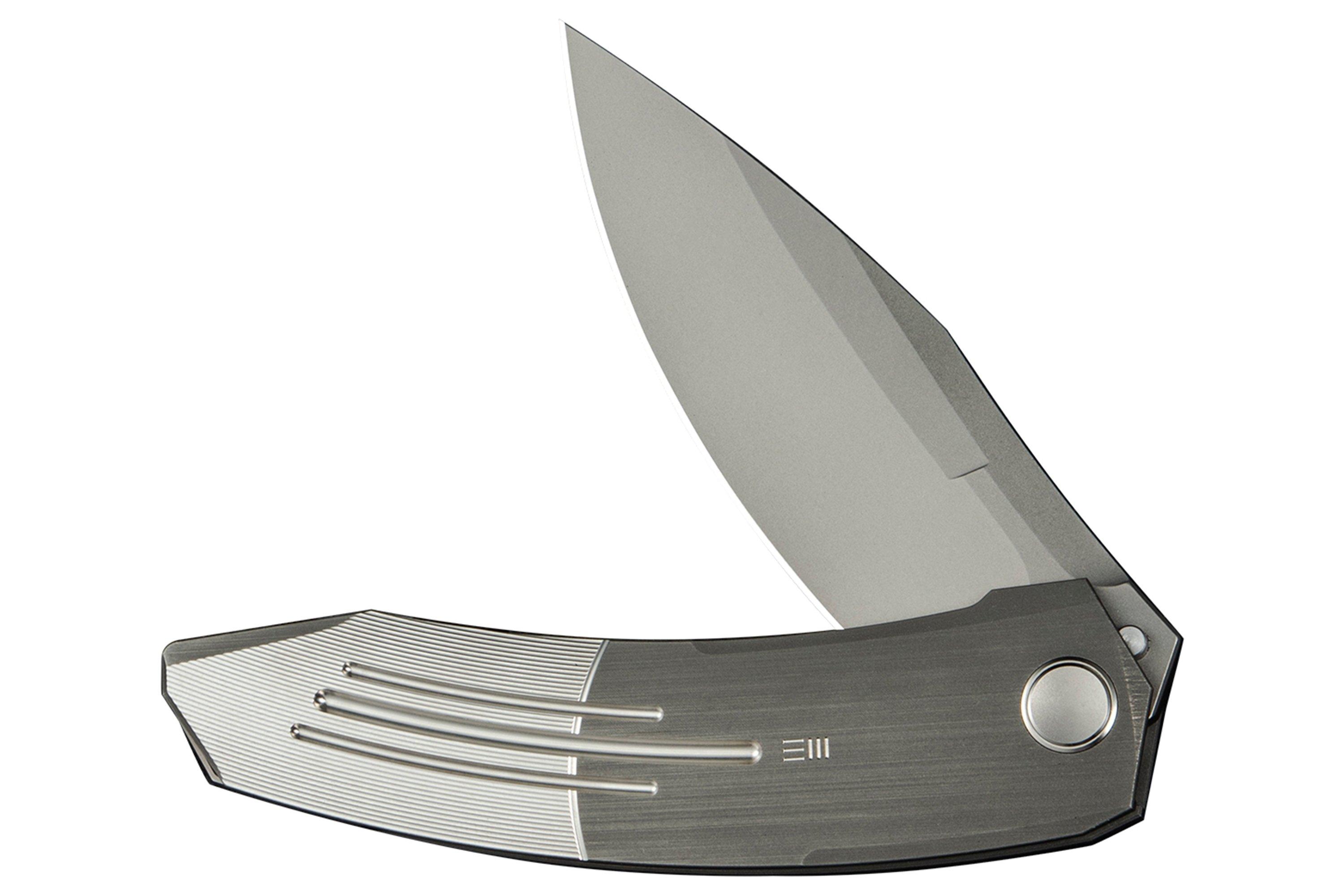WE Knife Sine WE23069B-2 Stonewash M390, Wave Gray Titanium, pocket ...