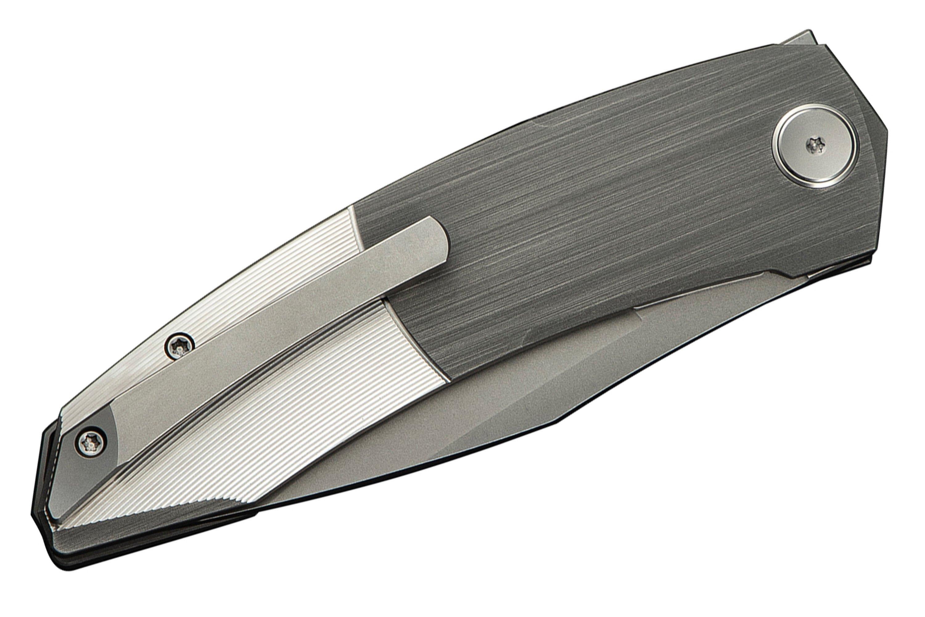 WE Knife Sine WE23069B-2 Stonewash M390, Wave Gray Titanium, pocket ...