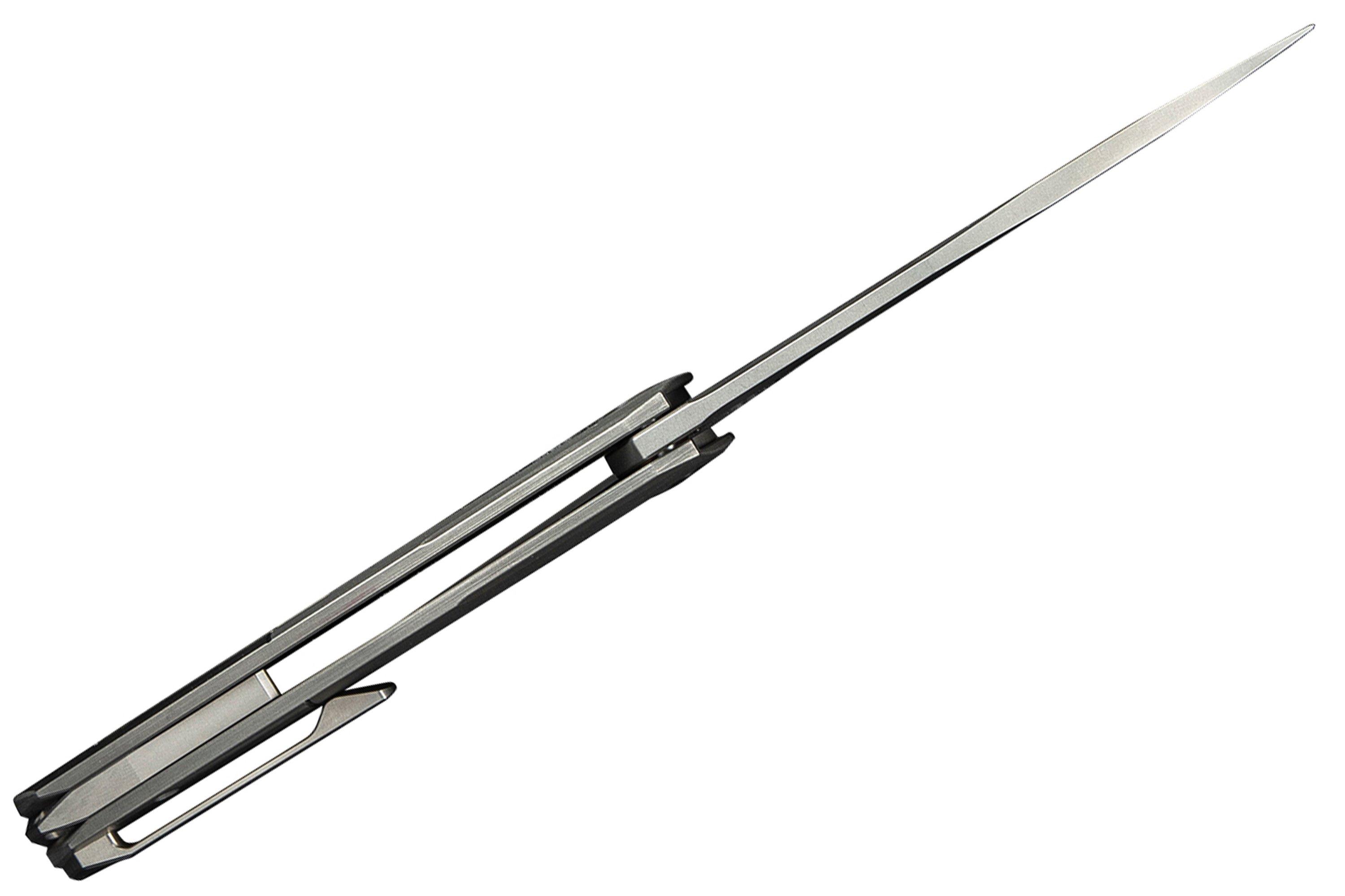 WE Knife Sine WE23069B-2 Stonewash M390, Wave Gray Titanium, pocket ...