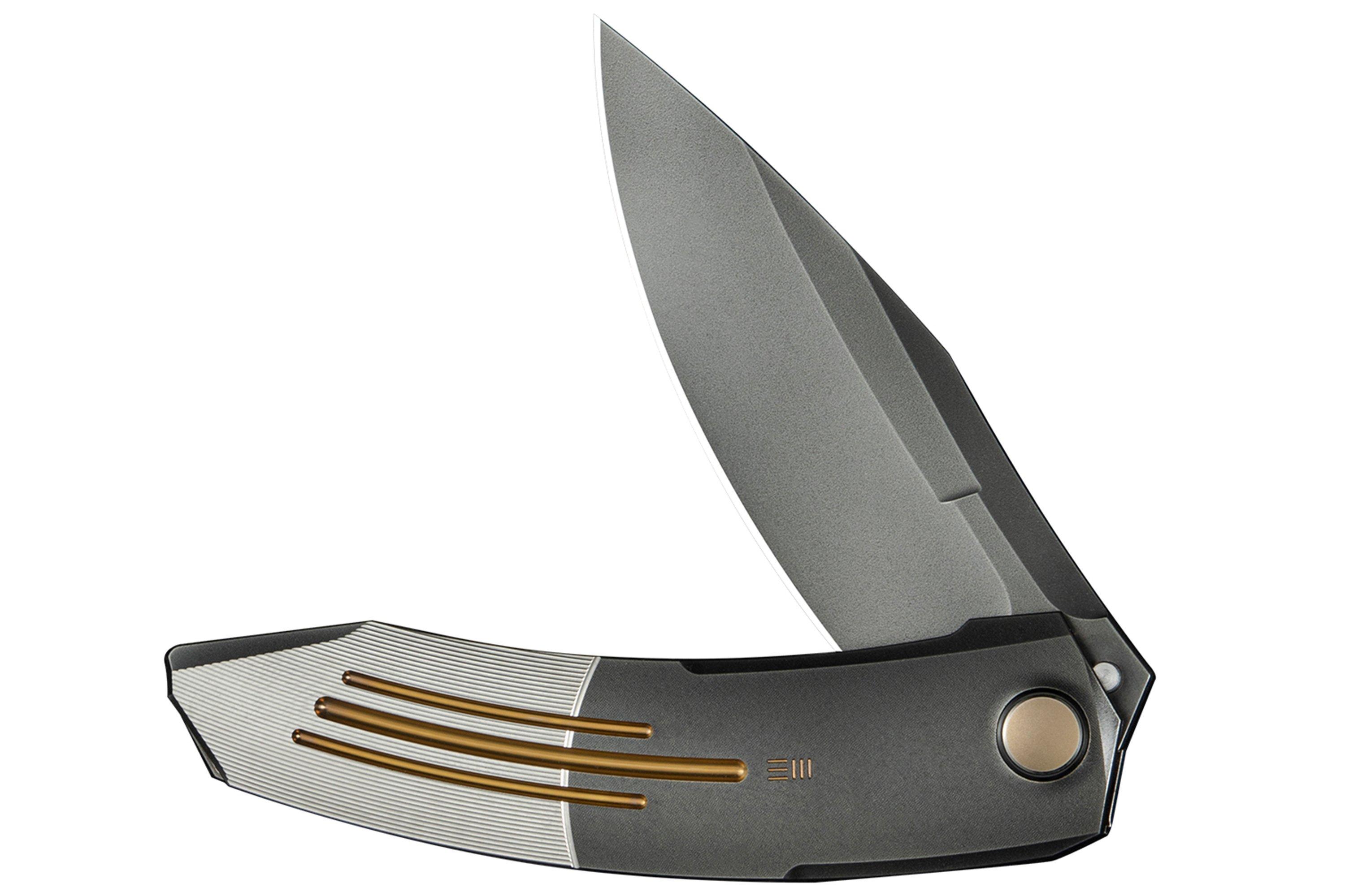 WE Knife Sine WE23069B-3 Black M390, Wave Polished Grey Titanium ...