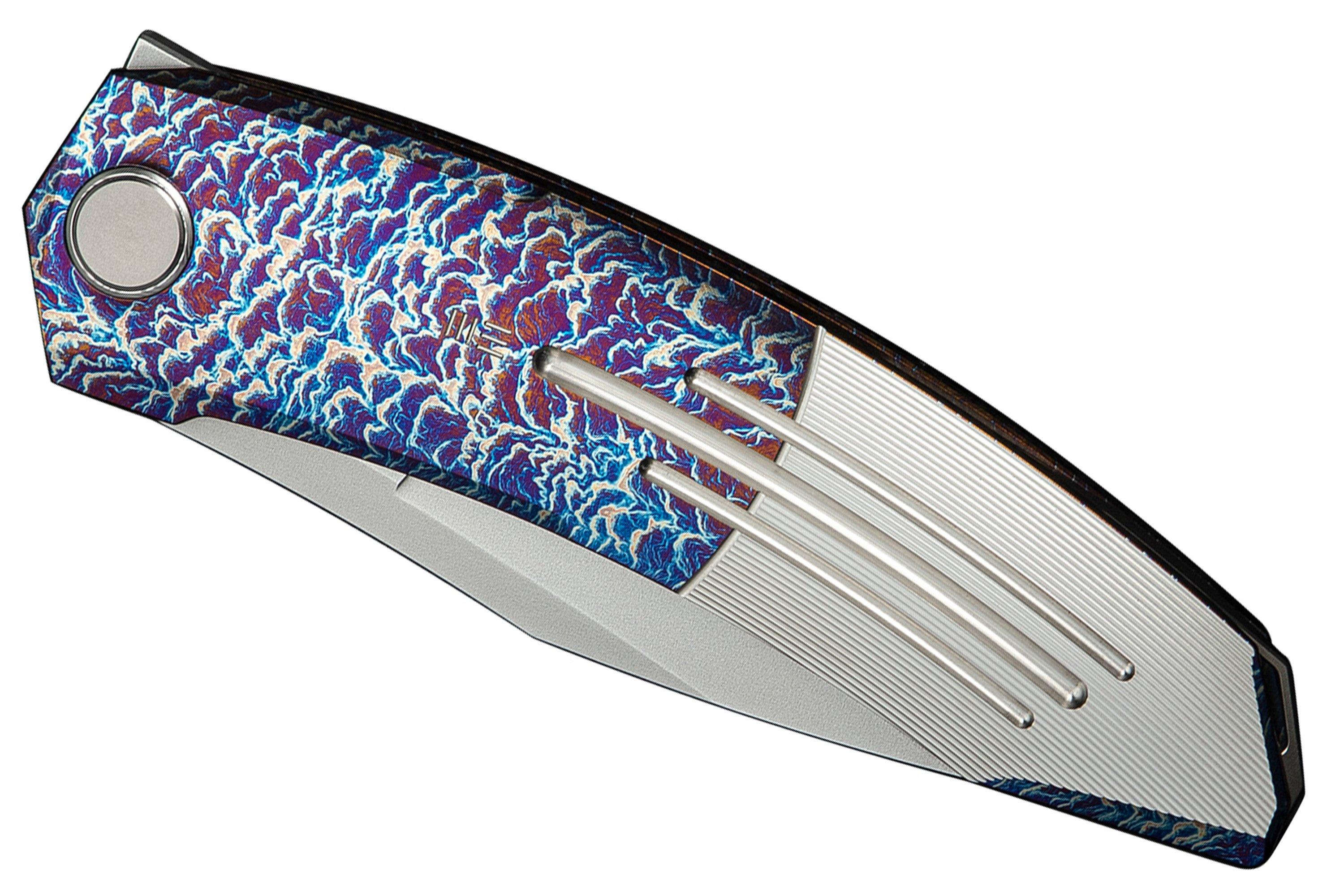 WE Knife Sine WE23069B-4 Bead Blasted M390, Wave Flamed Titanium ...
