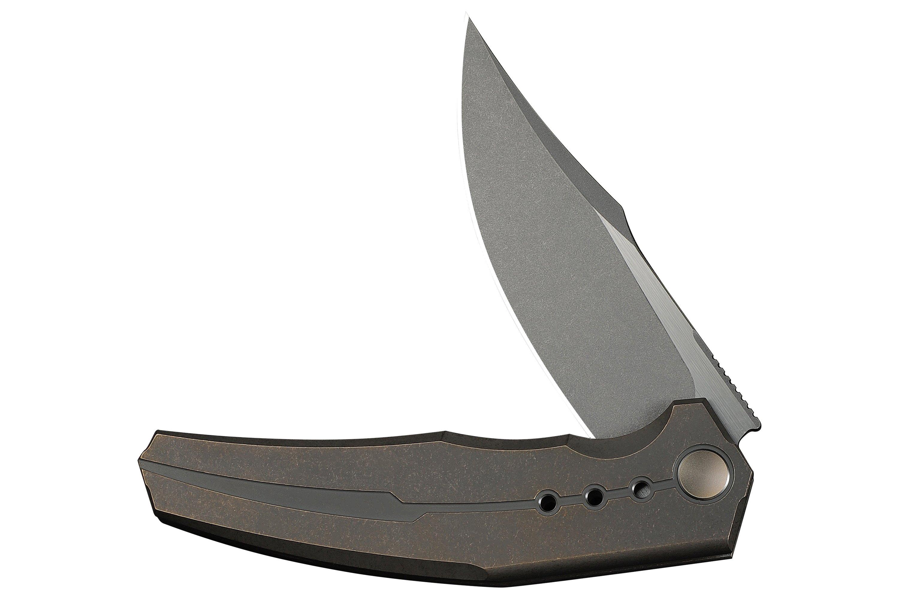 WE Knife Kyklos WE23086-2 Stonewashed M390, Bronze Titanium, coltello ...