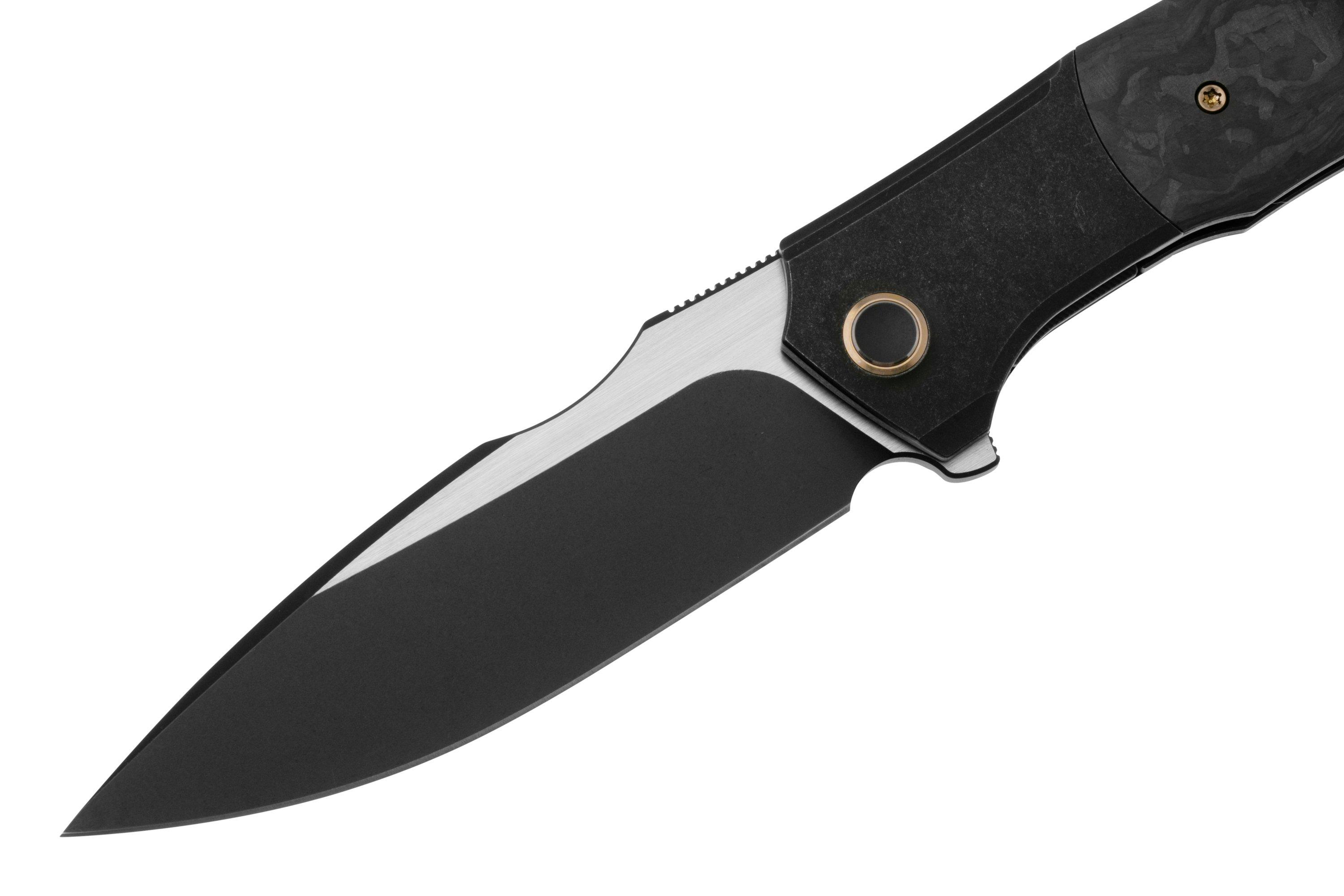 WE Knife Archeozoic WE23091-1 Blackwashed Satin, Shredded Carbon Inlay ...