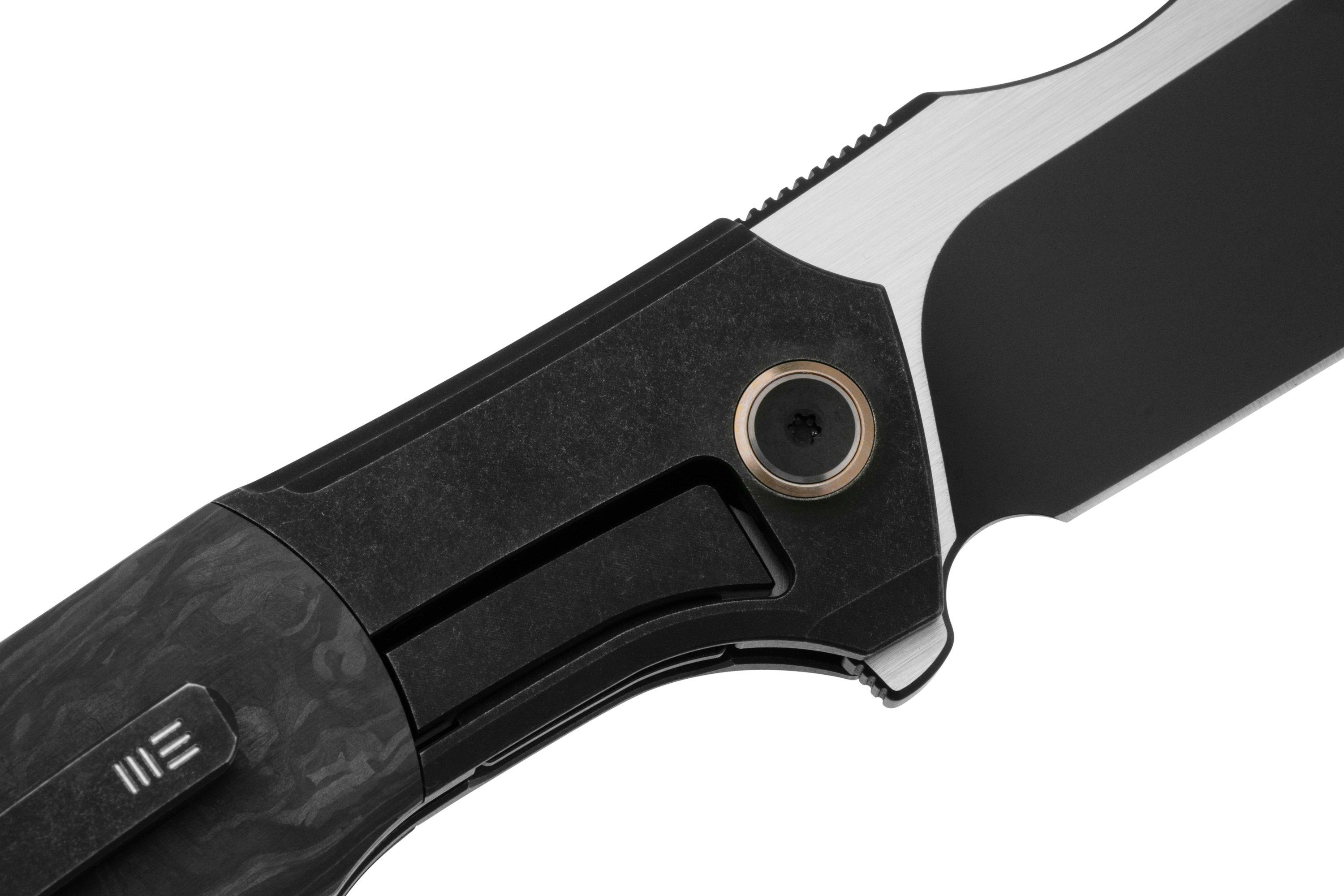 WE Knife Archeozoic WE23091-1 Blackwashed Satin, Shredded Carbon Inlay ...