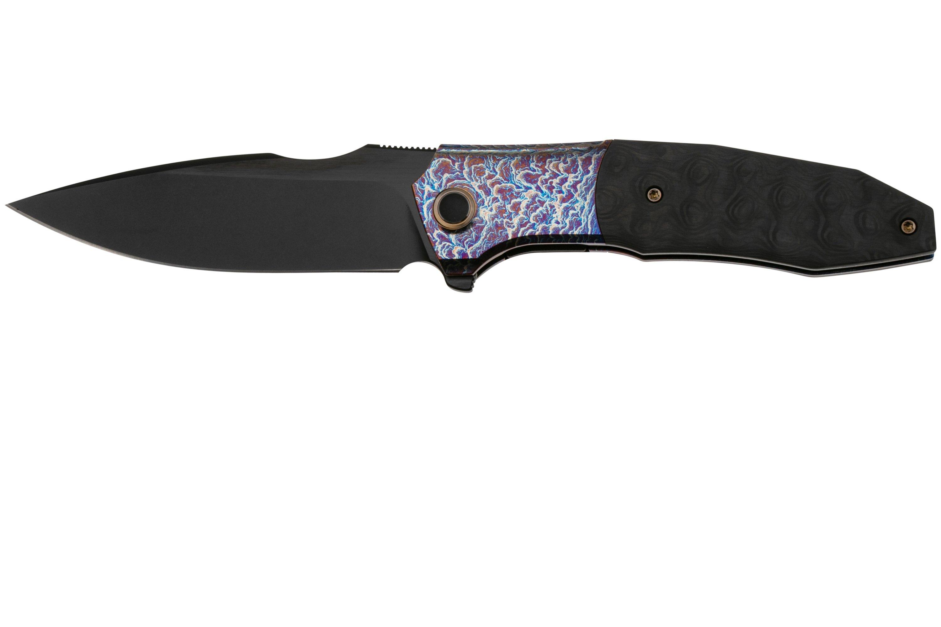 WE Knife Archeozoic WE23091-3 Blackwashed, Flamed Titanium Rose Carbon ...