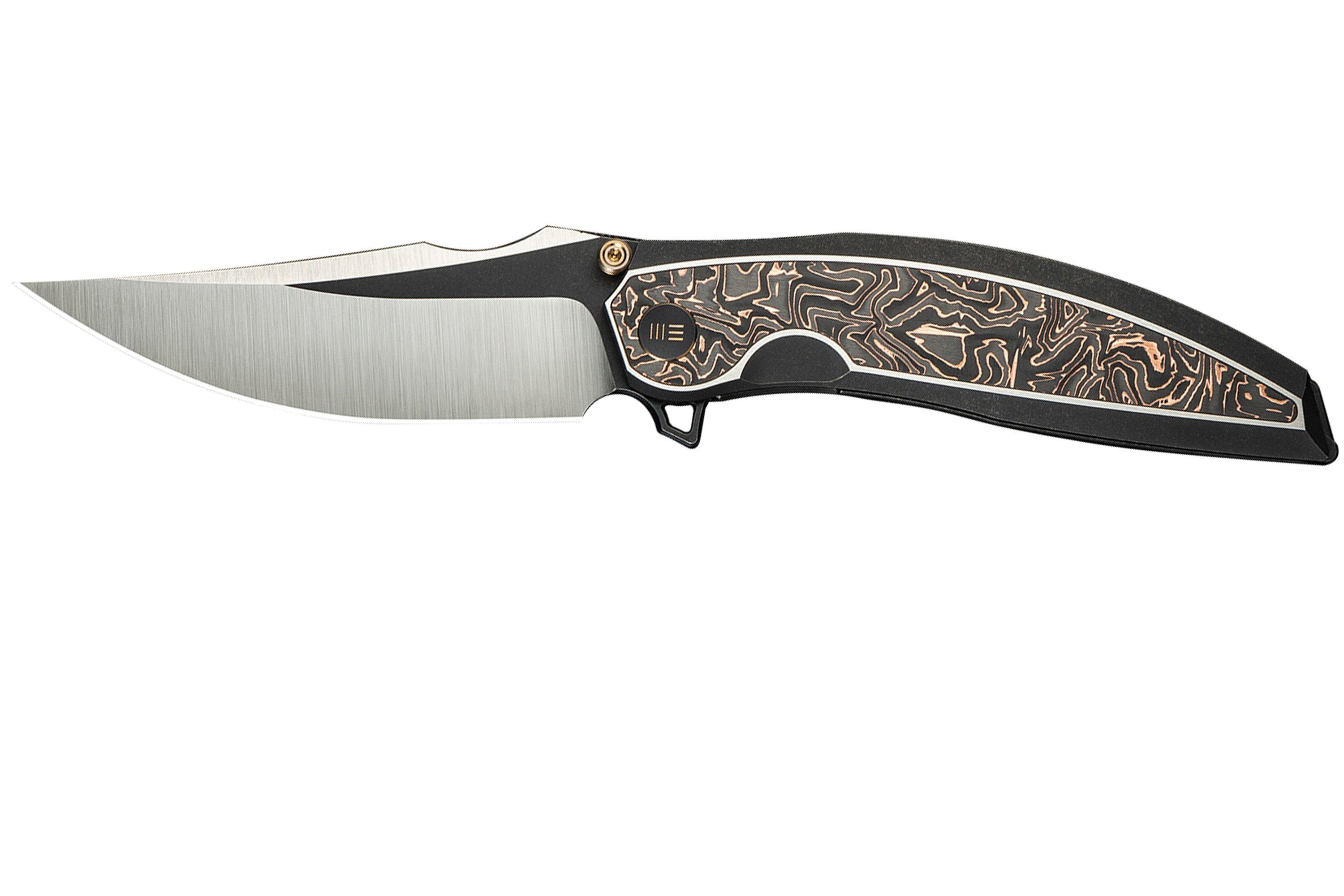WE Knife Quinseris WE23093-1 Satin, Black Titanium Copper Foil Carbon Inlay, Taschenmesser ...