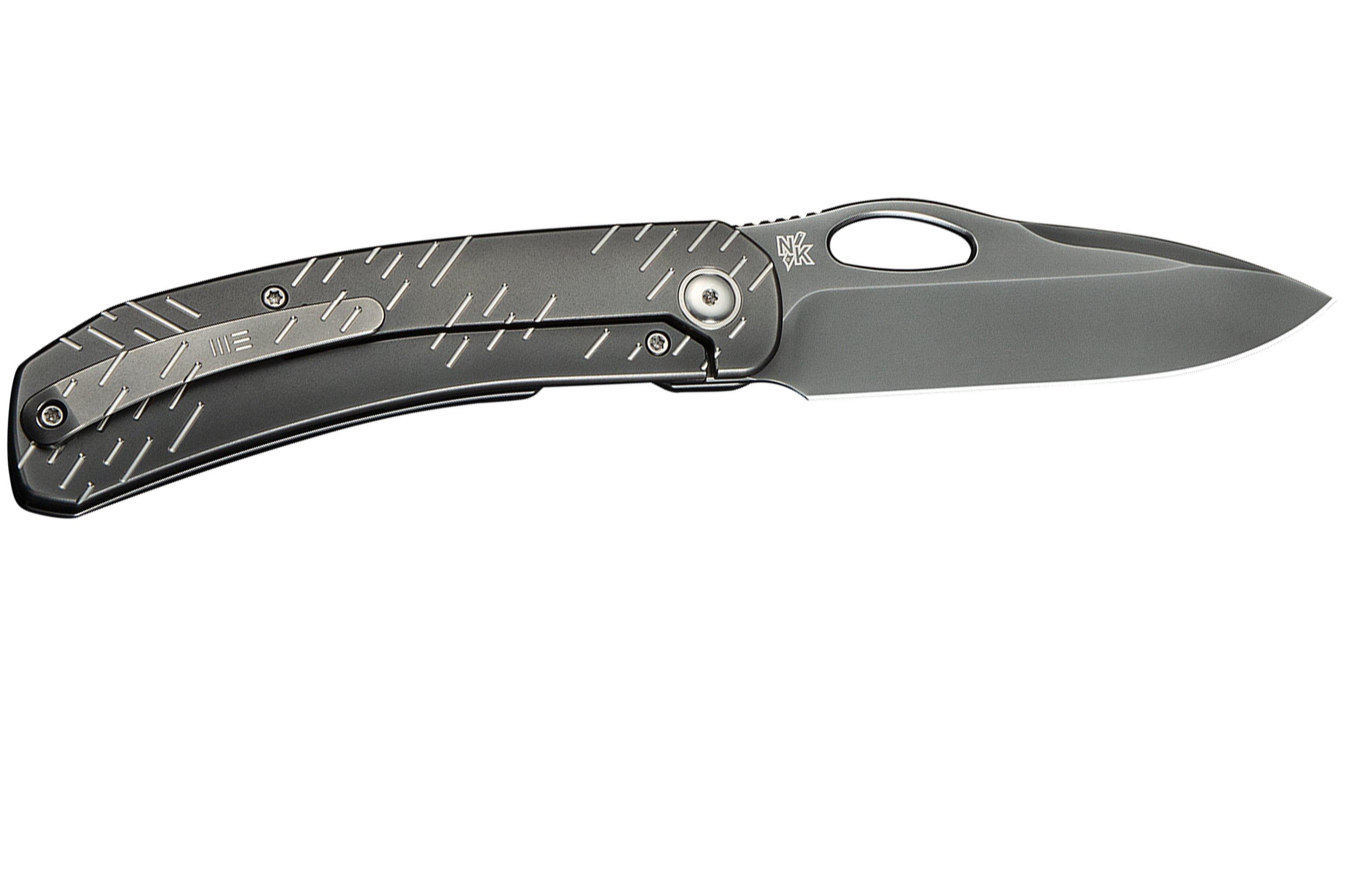 WE Knife Inmate WE23096B-4, Polished Gray CPM 20CV, Gray Titanium Satin ...