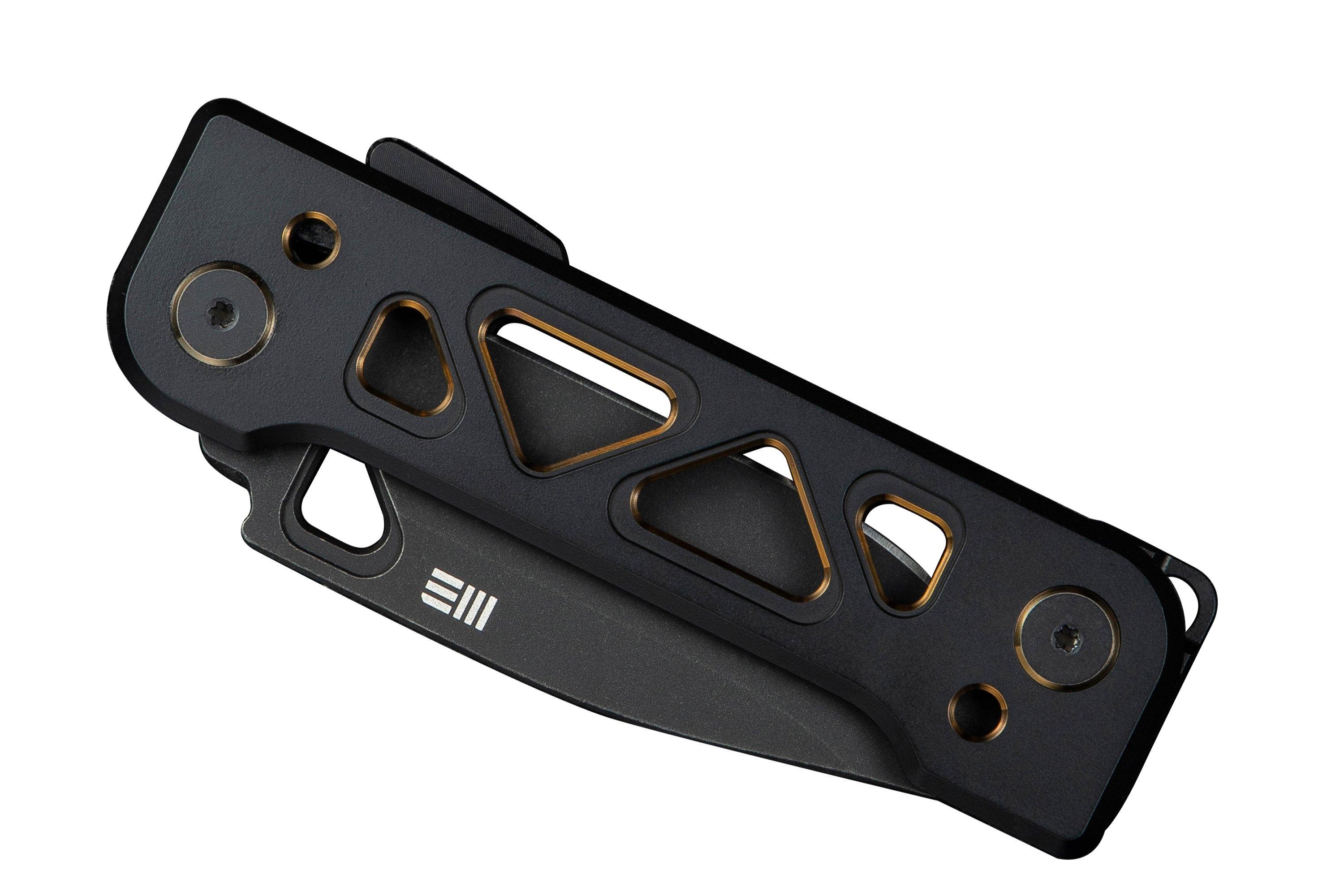 WE Knife Tyro WE24001-1 Blackwashed CPM 20CV, Black Golden Titanium ...