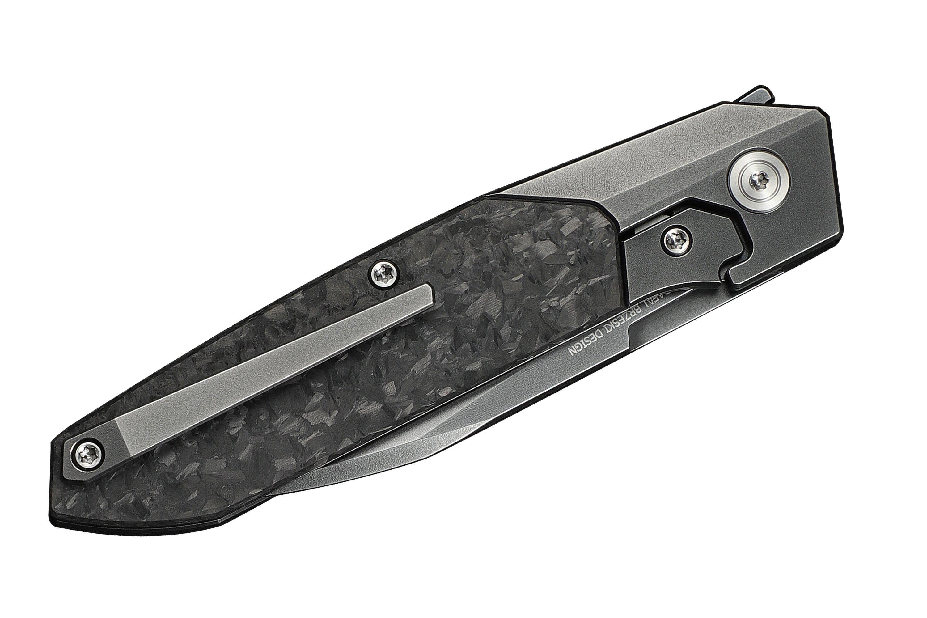 WE Knife Brr15 WE24007-3 Polished Grey M390, Titanium Shredded Carbon ...