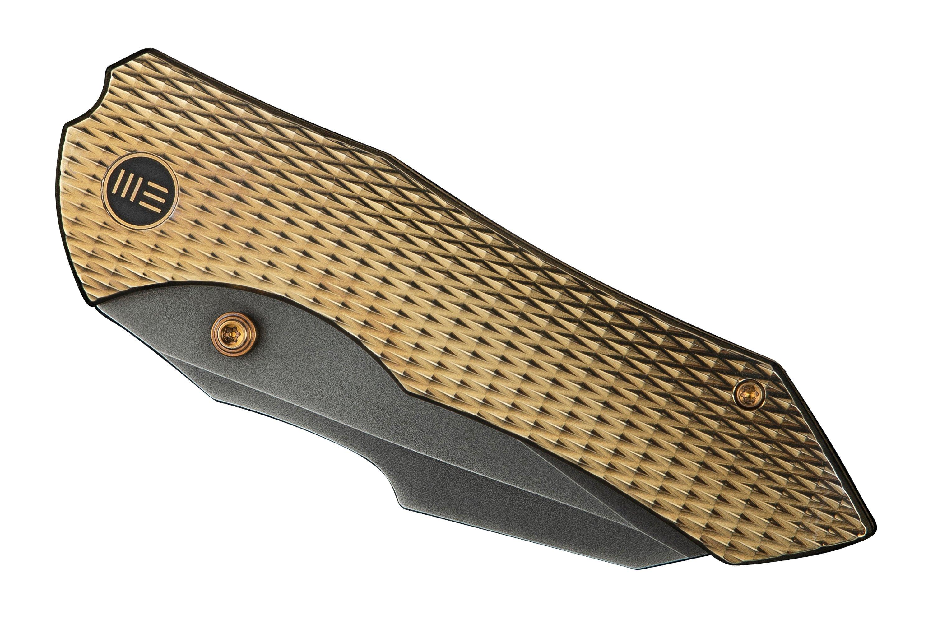 WE Knife High-Fin XL WE24010-3 Gray CPM 20CV, Diamond Patterned Golden ...