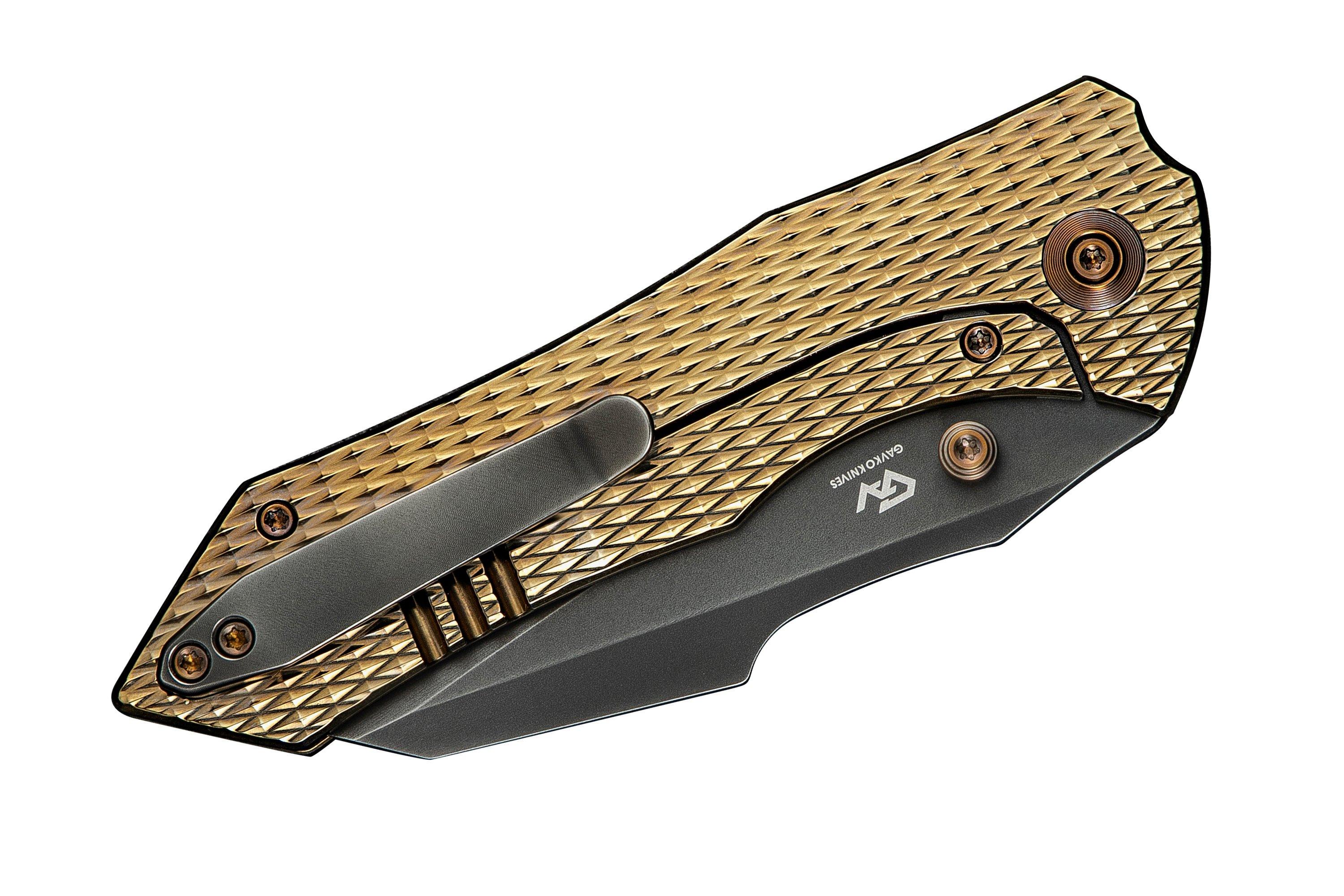 WE Knife High-Fin XL WE24010-3 Gray CPM 20CV, Diamond Patterned Golden ...