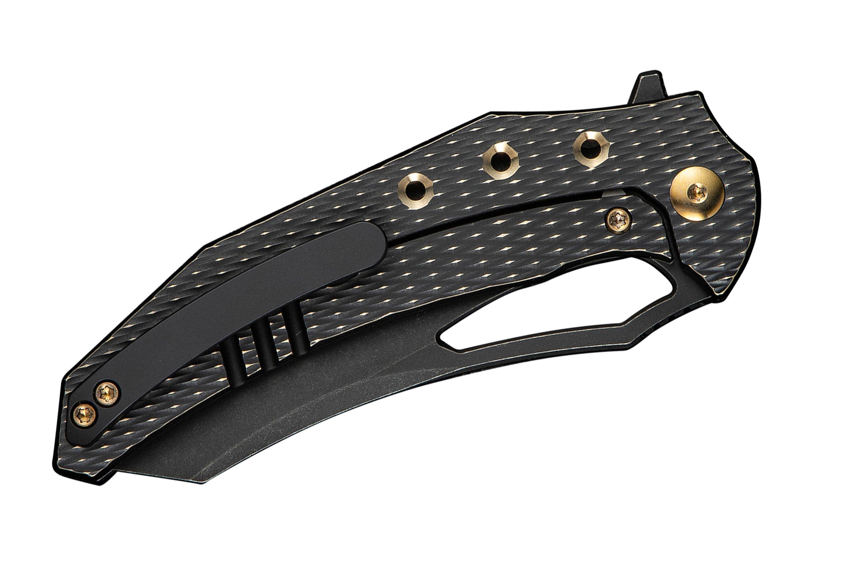 WE Knife Epaulette WE24024-1 Black Stonewashed M390 Diamond Patterned ...