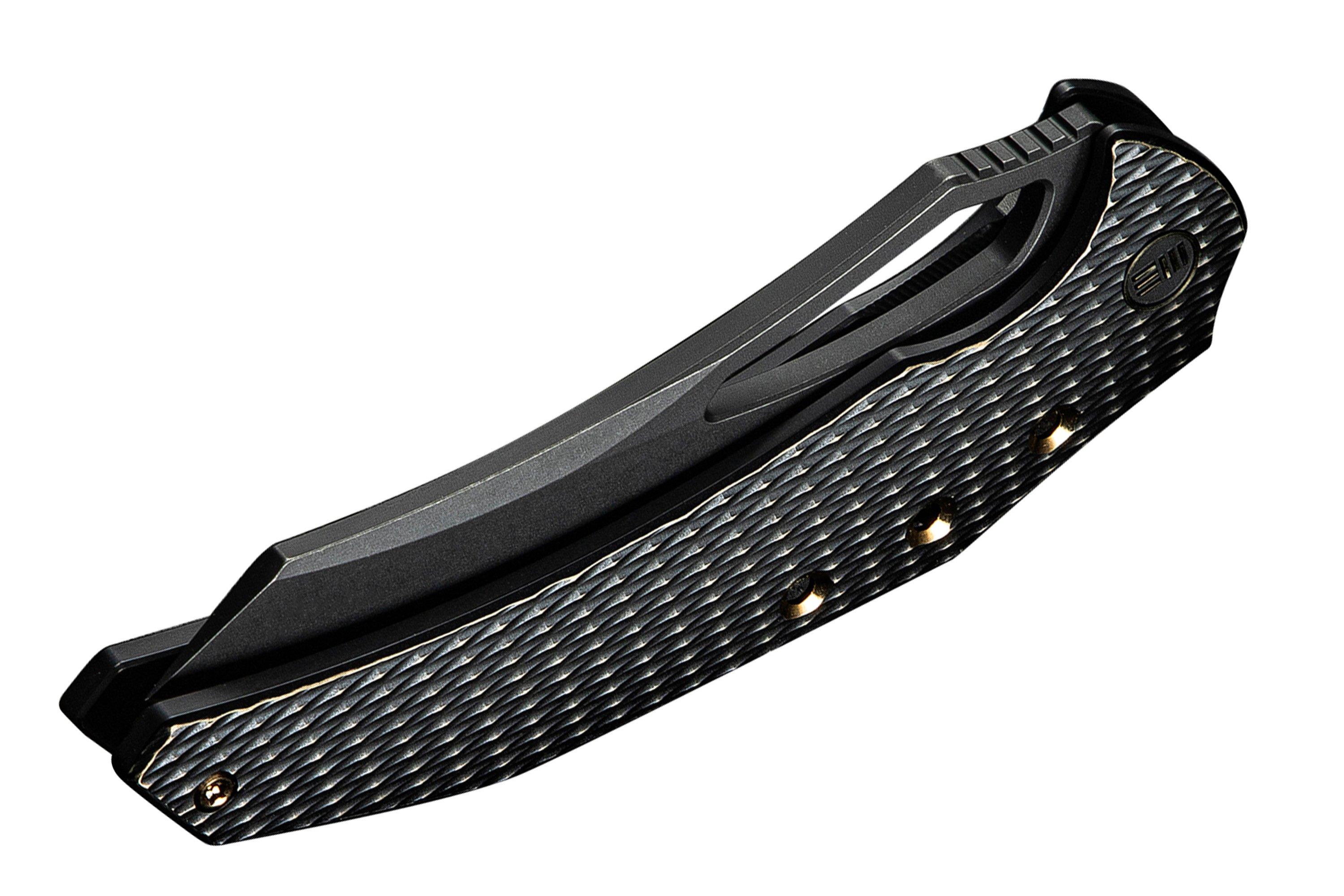 WE Knife Epaulette WE24024-1 Black Stonewashed M390 Diamond Patterned ...