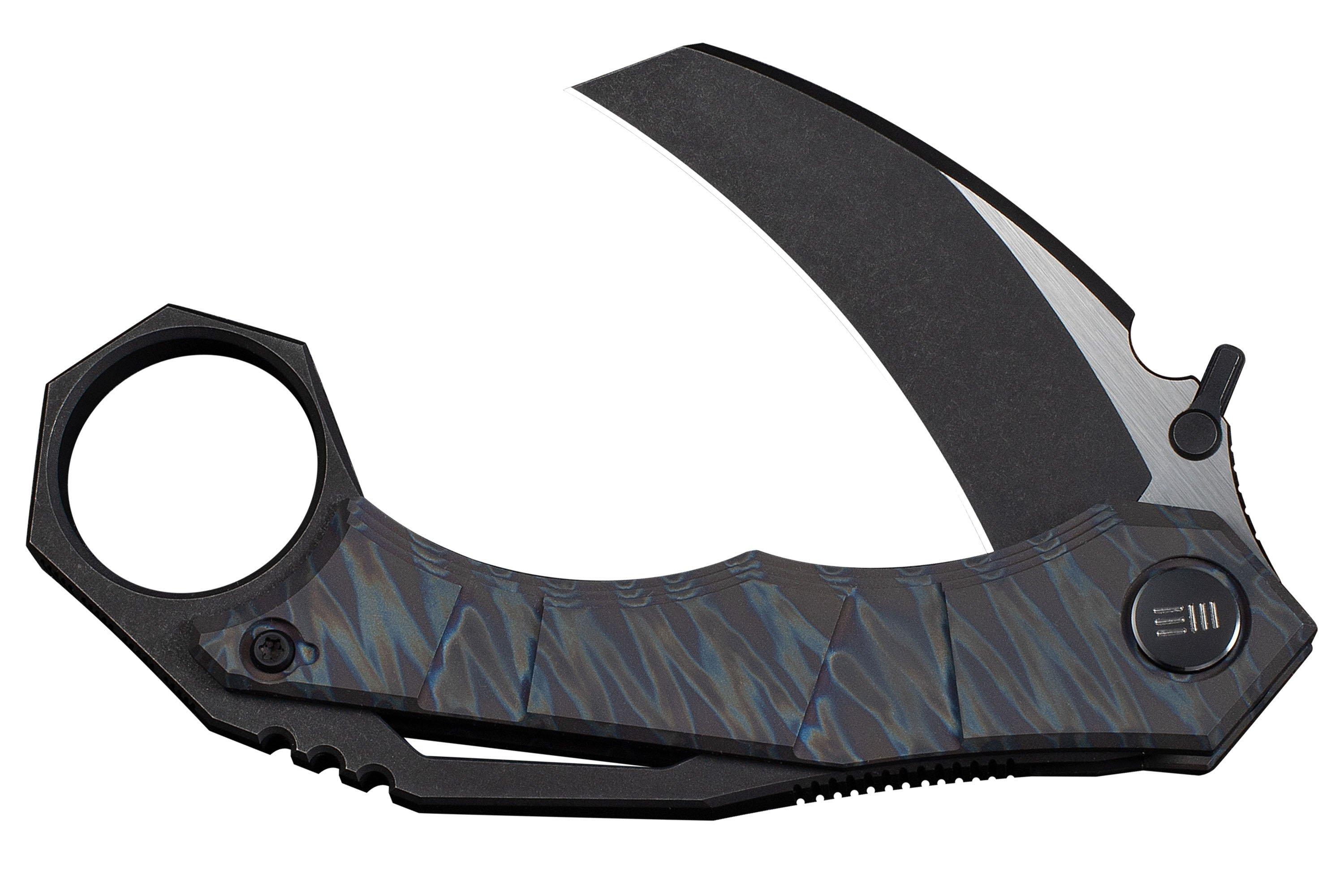 WE Knife Tayra WE24069-4 Blackwashed Böhler M390, Tiger Stripe Pattern Flamed Titanium, coltello ...