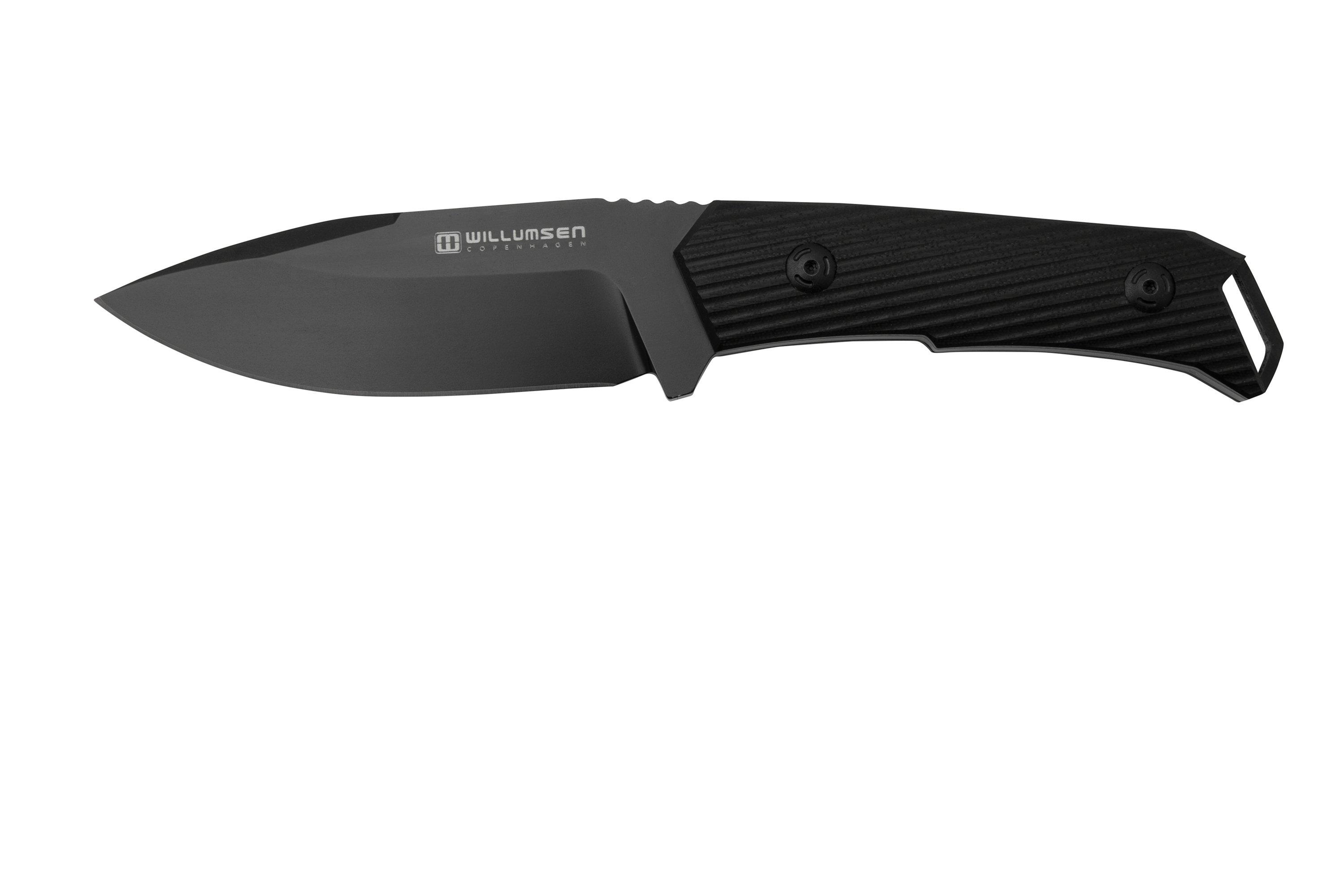 Willumsen Paragon DL22MID Midnight, AUS-8, fixed knife | Advantageously ...
