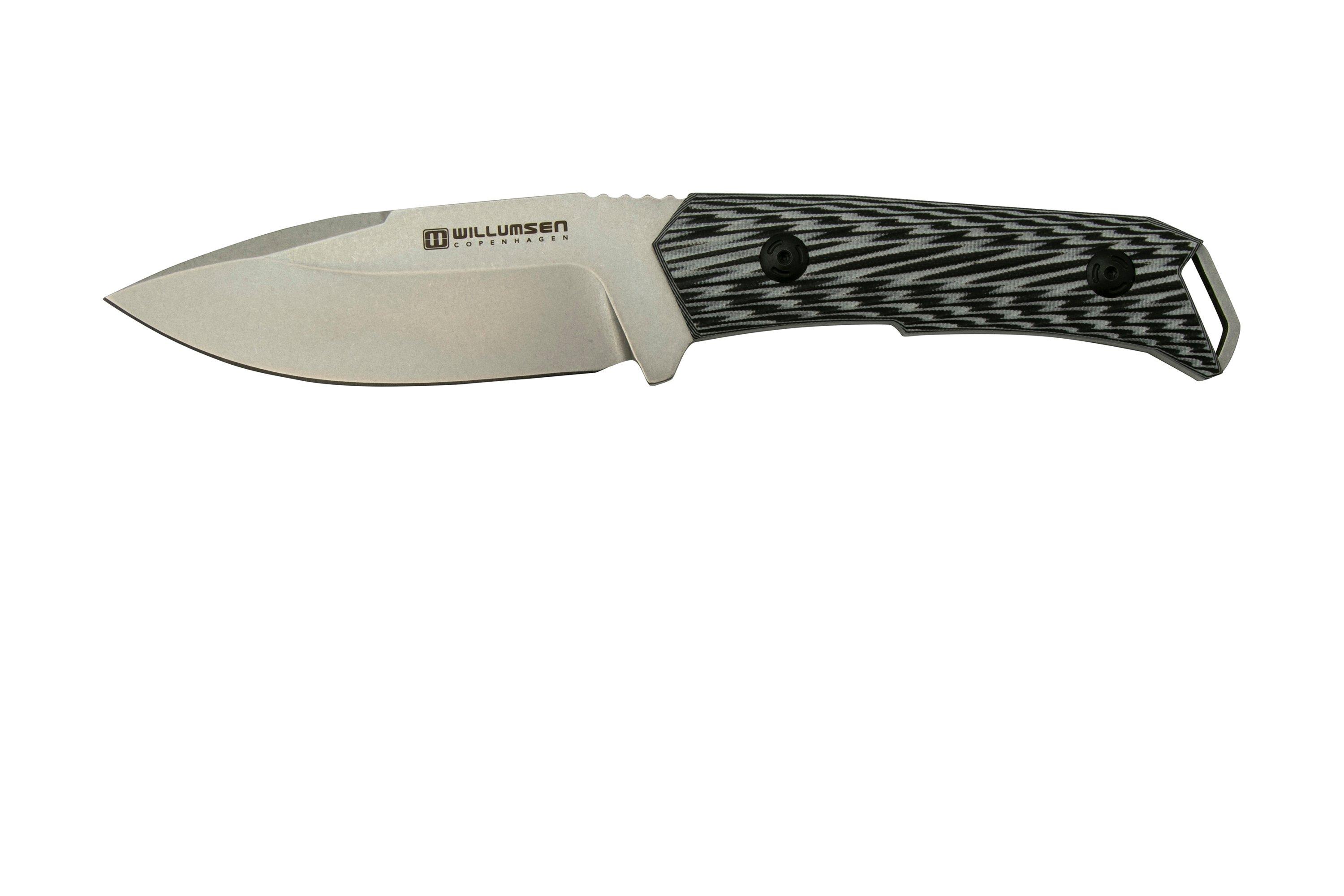 Willumsen Paragon DL22TGR Grey Black G10, AUS-8, fixed knife ...