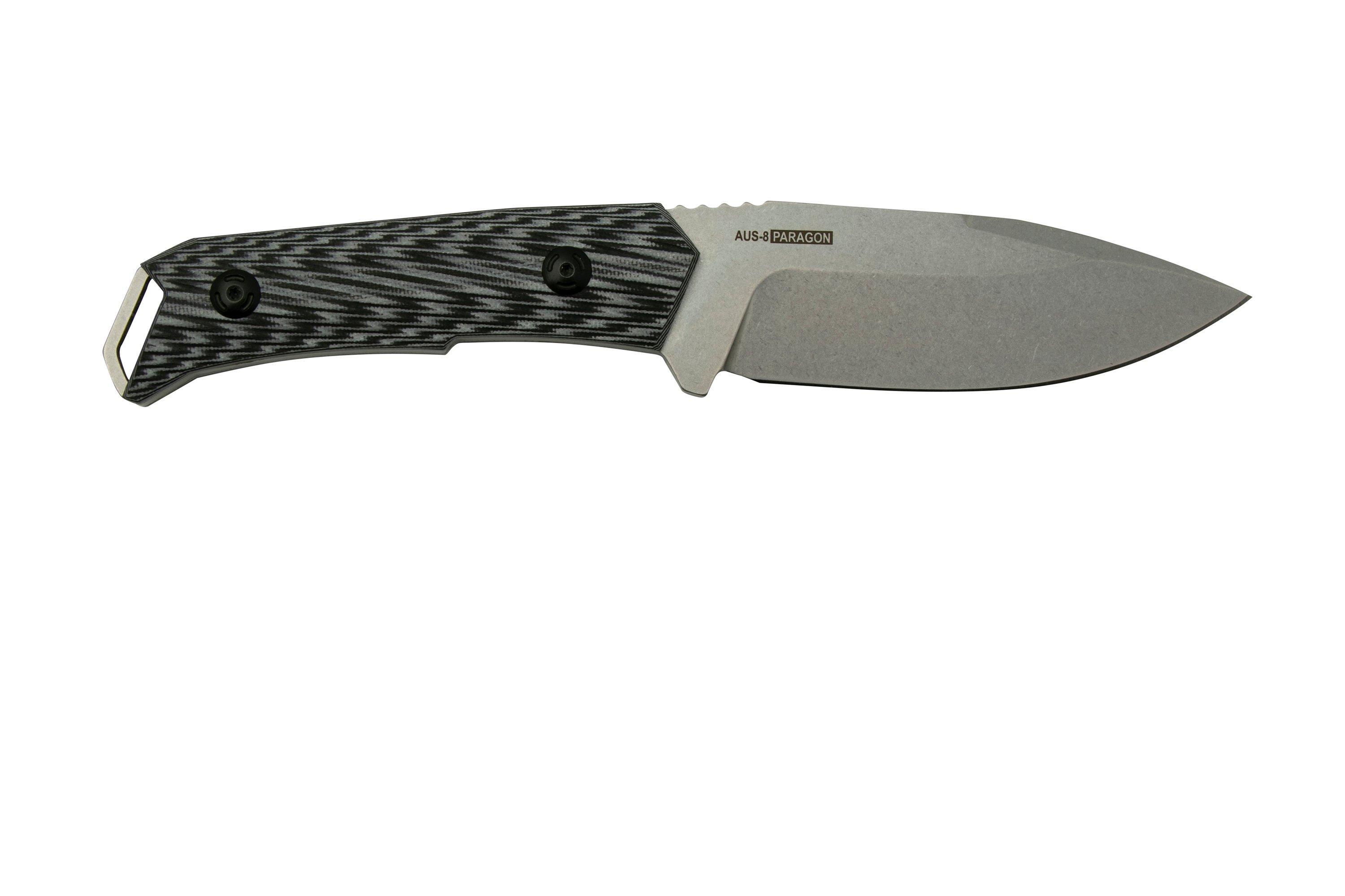 Willumsen Paragon DL22TGR Grey Black G10, AUS-8, fixed knife ...