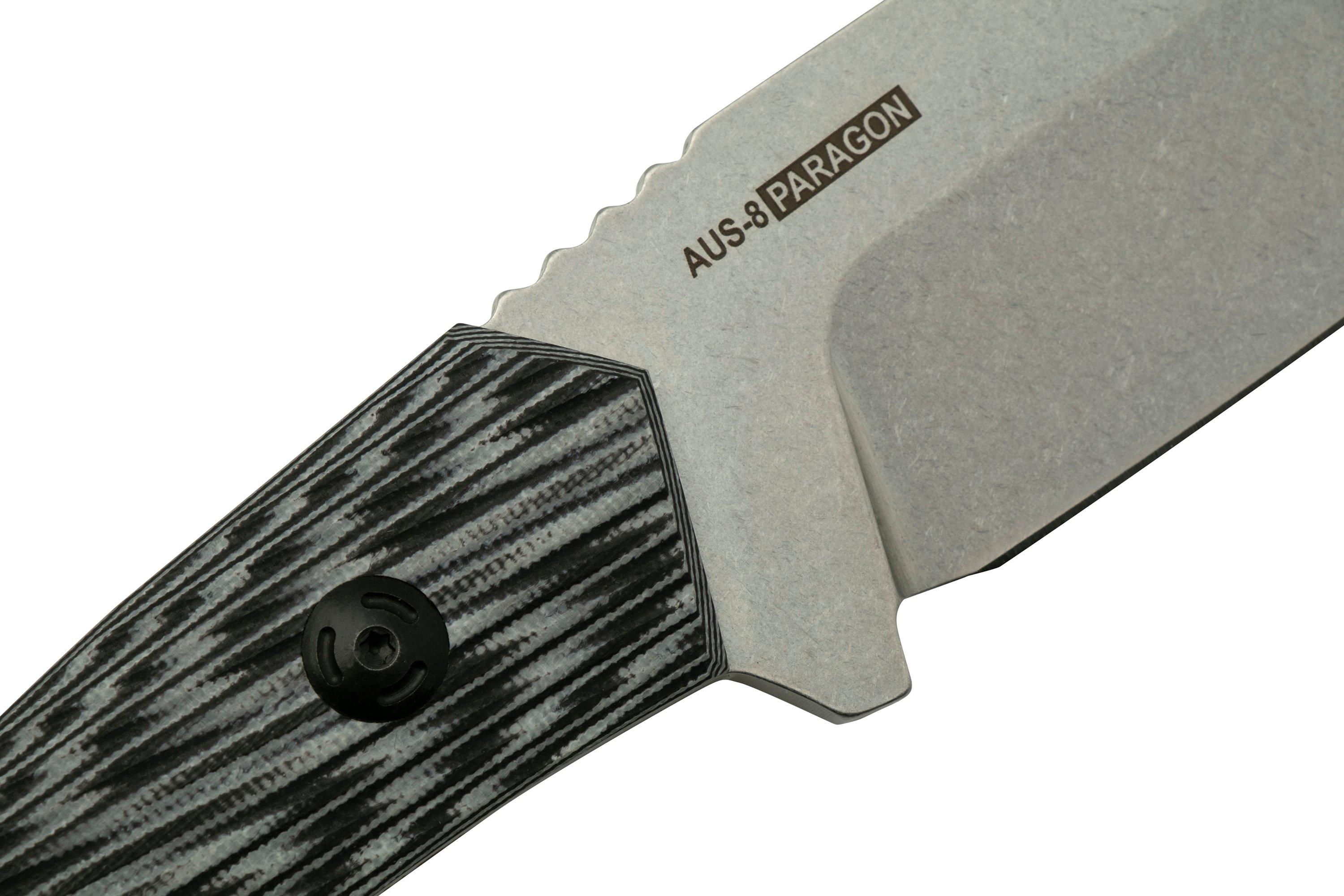Willumsen Paragon DL22TGR Grey Black G10, AUS-8, fixed knife ...