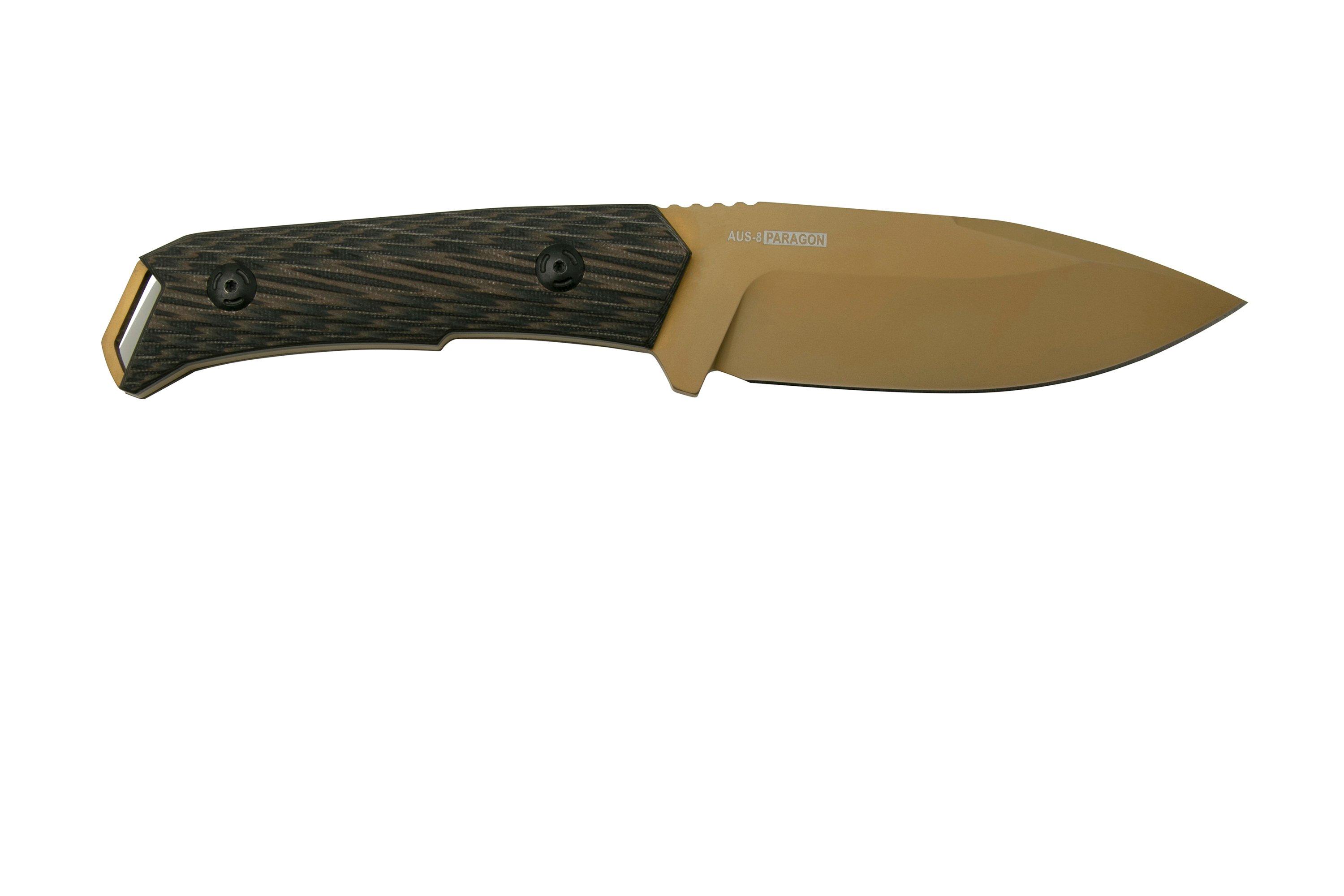 Willumsen Paragon DL22TTA Desert Tan Black G10, AUS-8, fixed knife ...